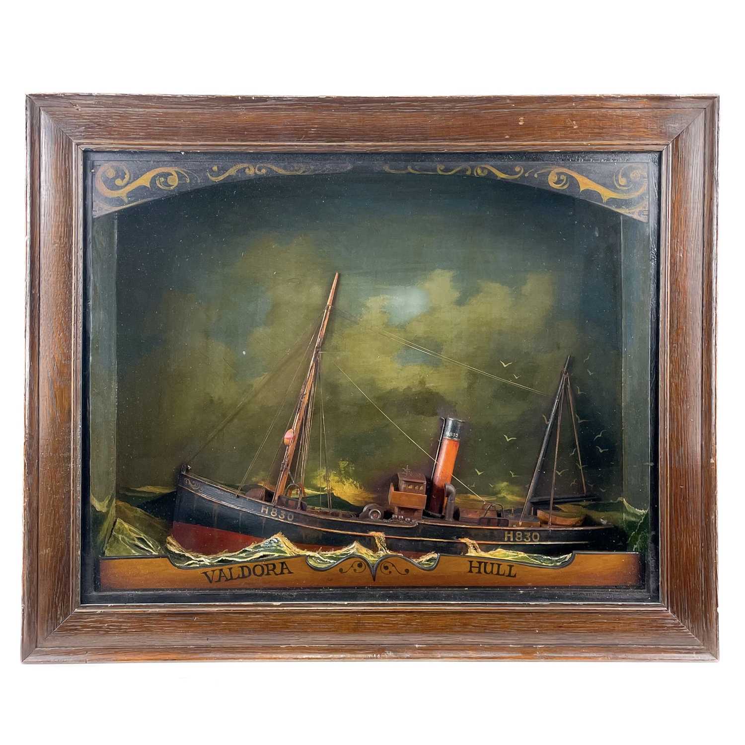 Lot 258 - A cased diorama of the steamer ship Valdora