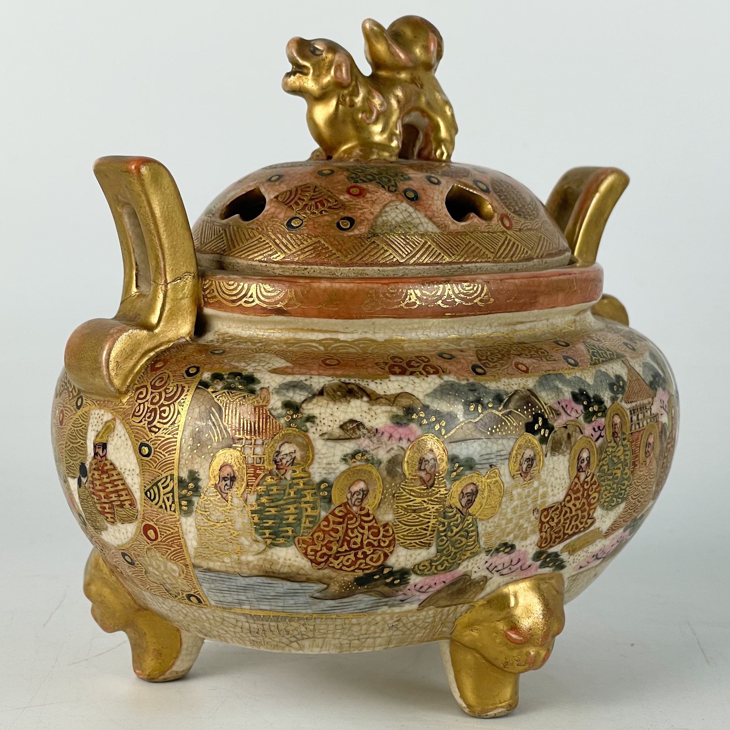 Lot 110 - A Japanese Satsuma pottery censer, Meiji