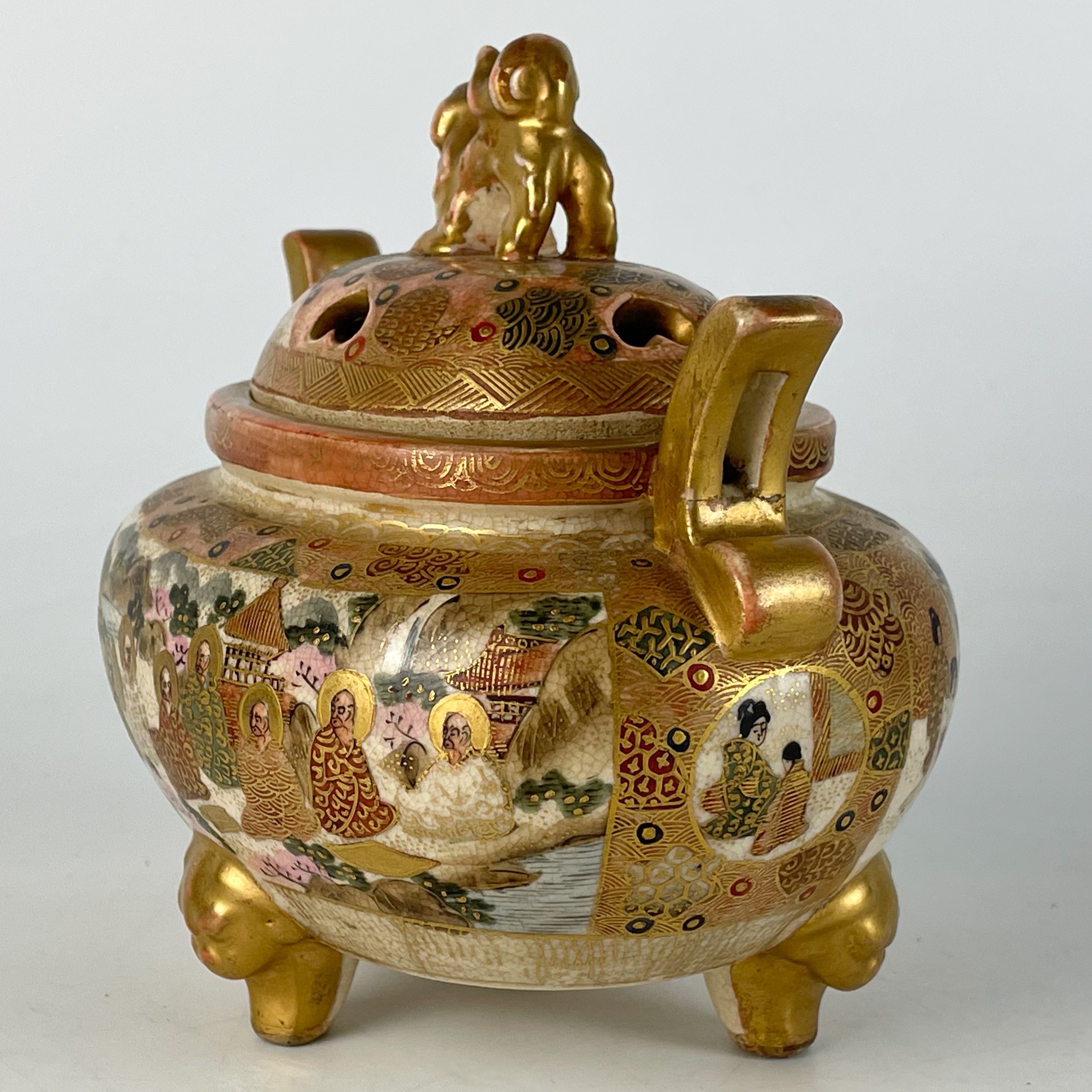 Lot 110 - A Japanese Satsuma pottery censer, Meiji