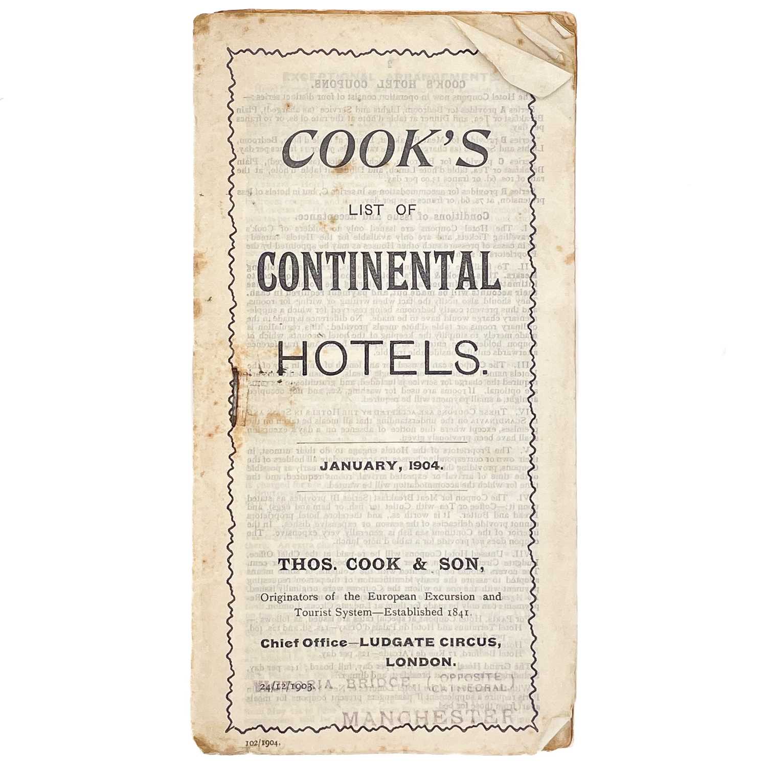 Lot 224 - A Cook's List of Continental Hotels January,
