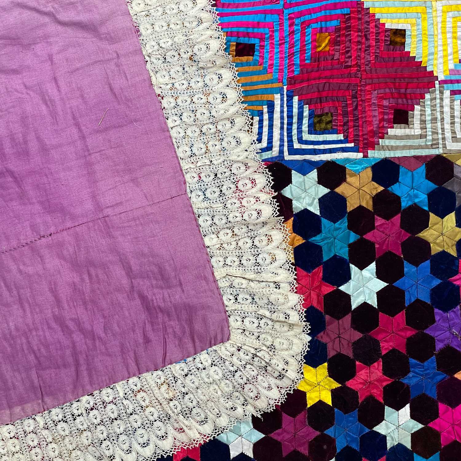 Lot 306 - A fine Victorian silk and velvet patchwork