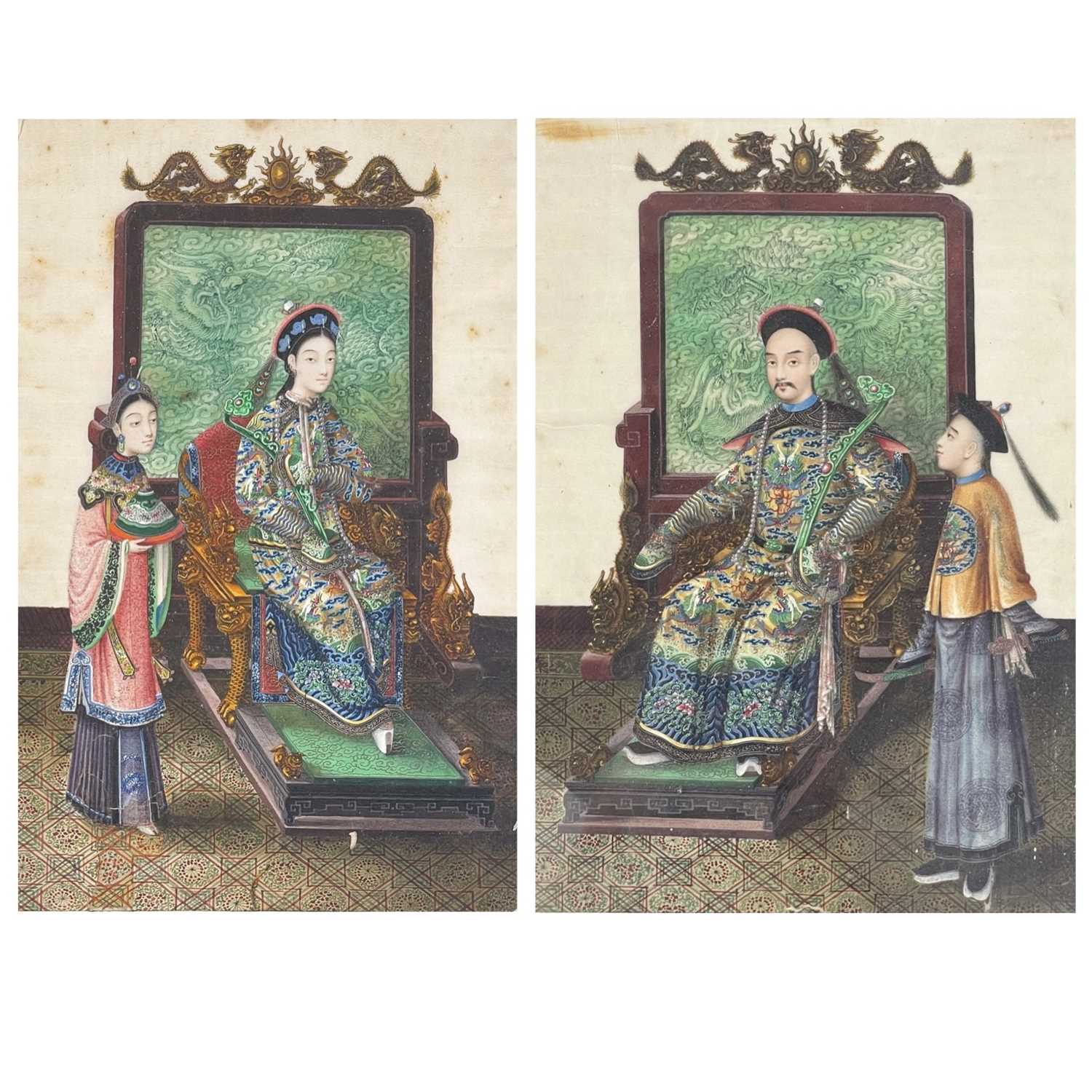 Lot 147 - A pair of Chinese paintings on pith paper,