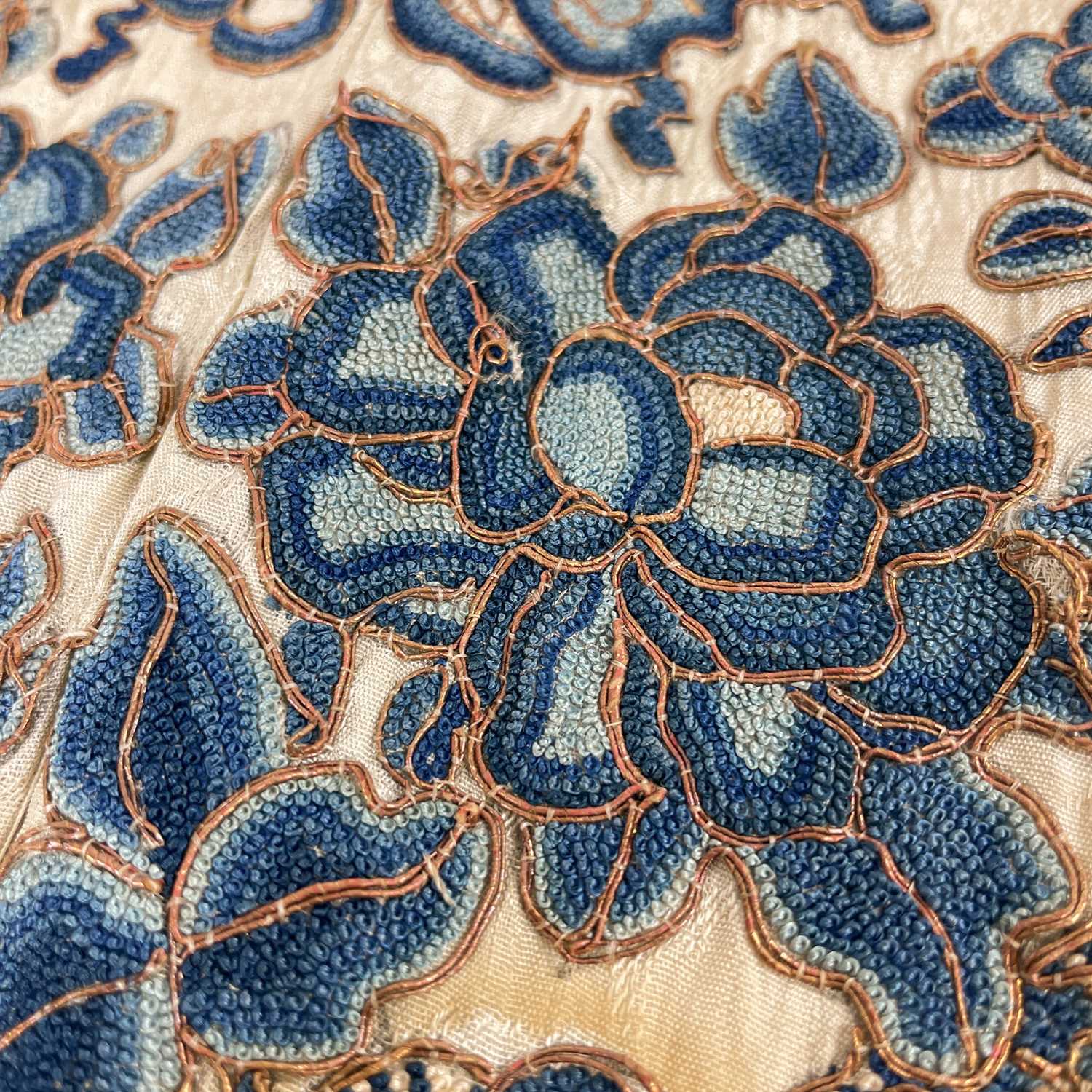 Lot 187 - A pair of Chinese silk embroidered sleeve