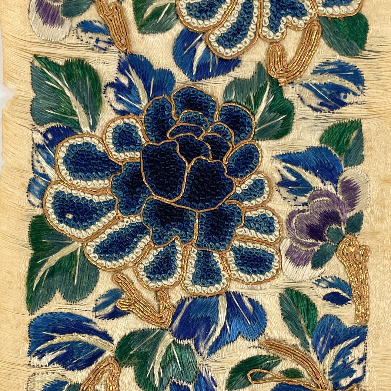 Lot 188 - Three Chinese silk embroidered sleeve bands,,