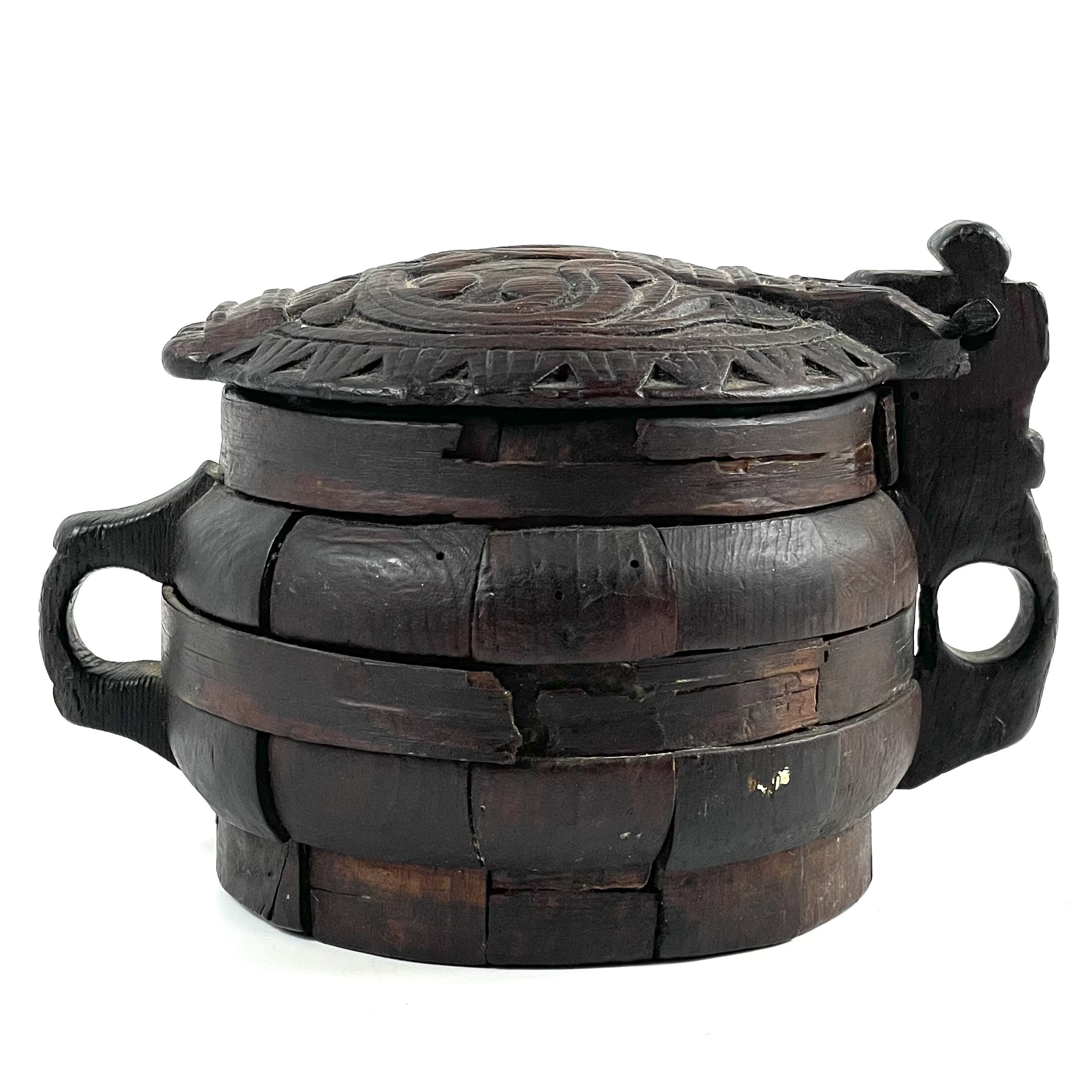 Lot 95 - A Norwegian treen butter tub and cover.