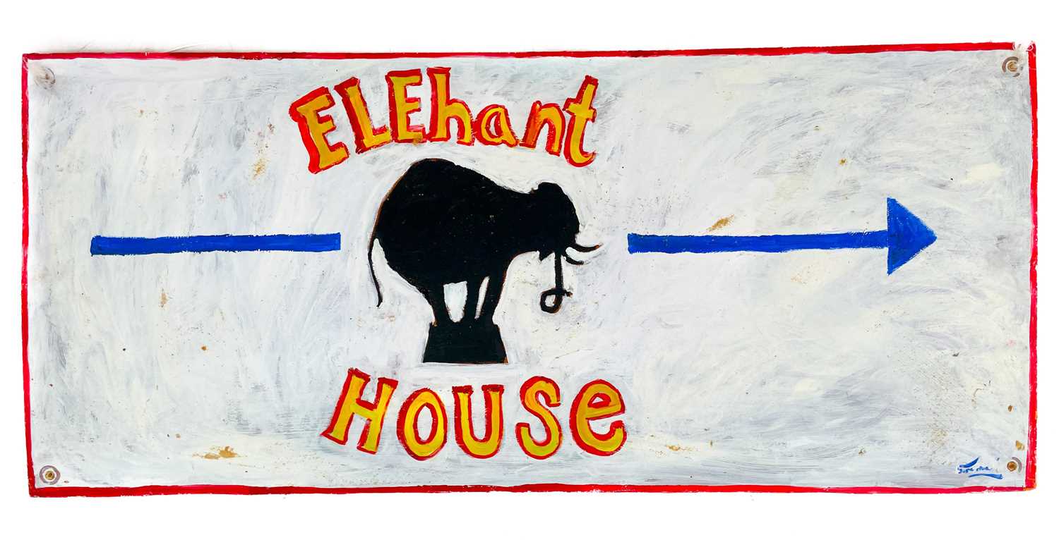 Lot 32 - A hand-painted elephant house sign by Simeon