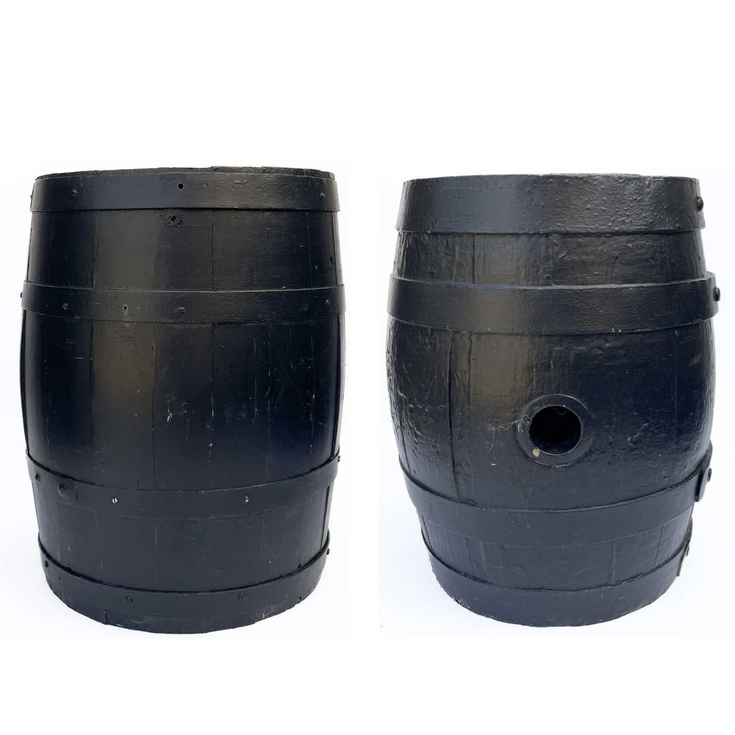 Lot 347 - Two black painted barrels.