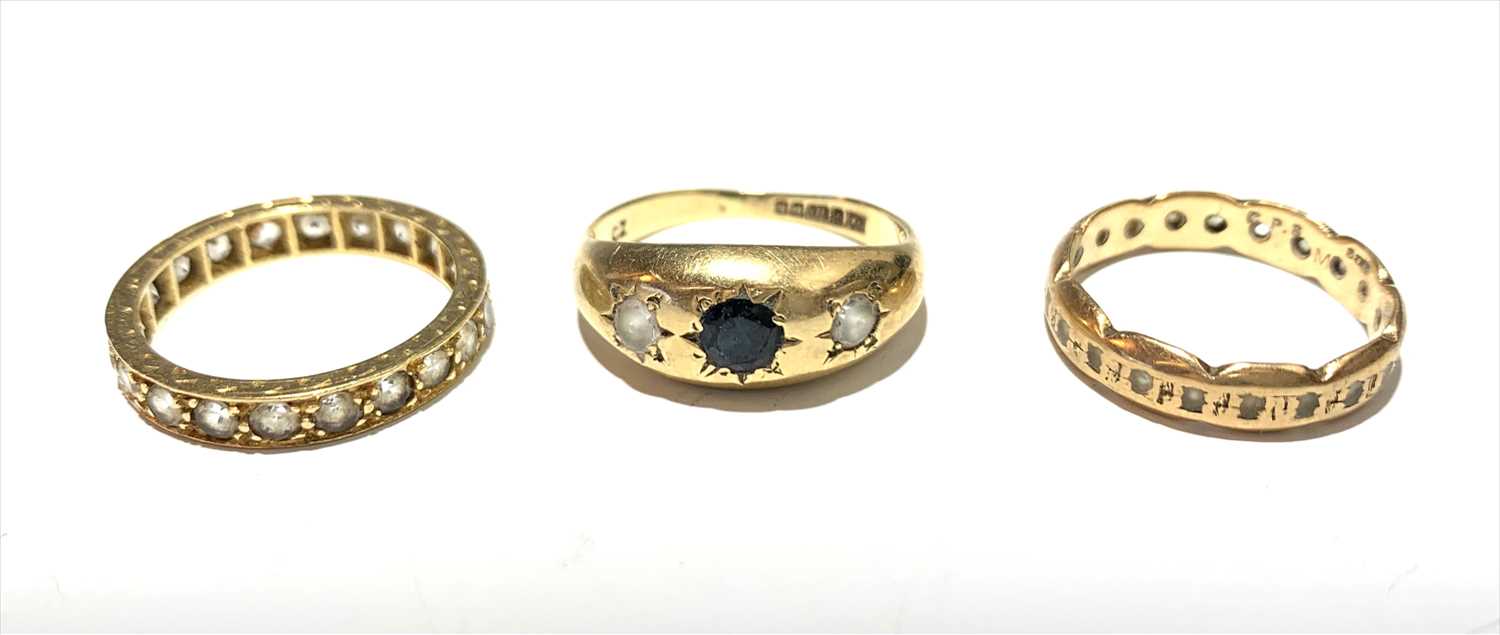 Lot 2528 - Three gold rings.