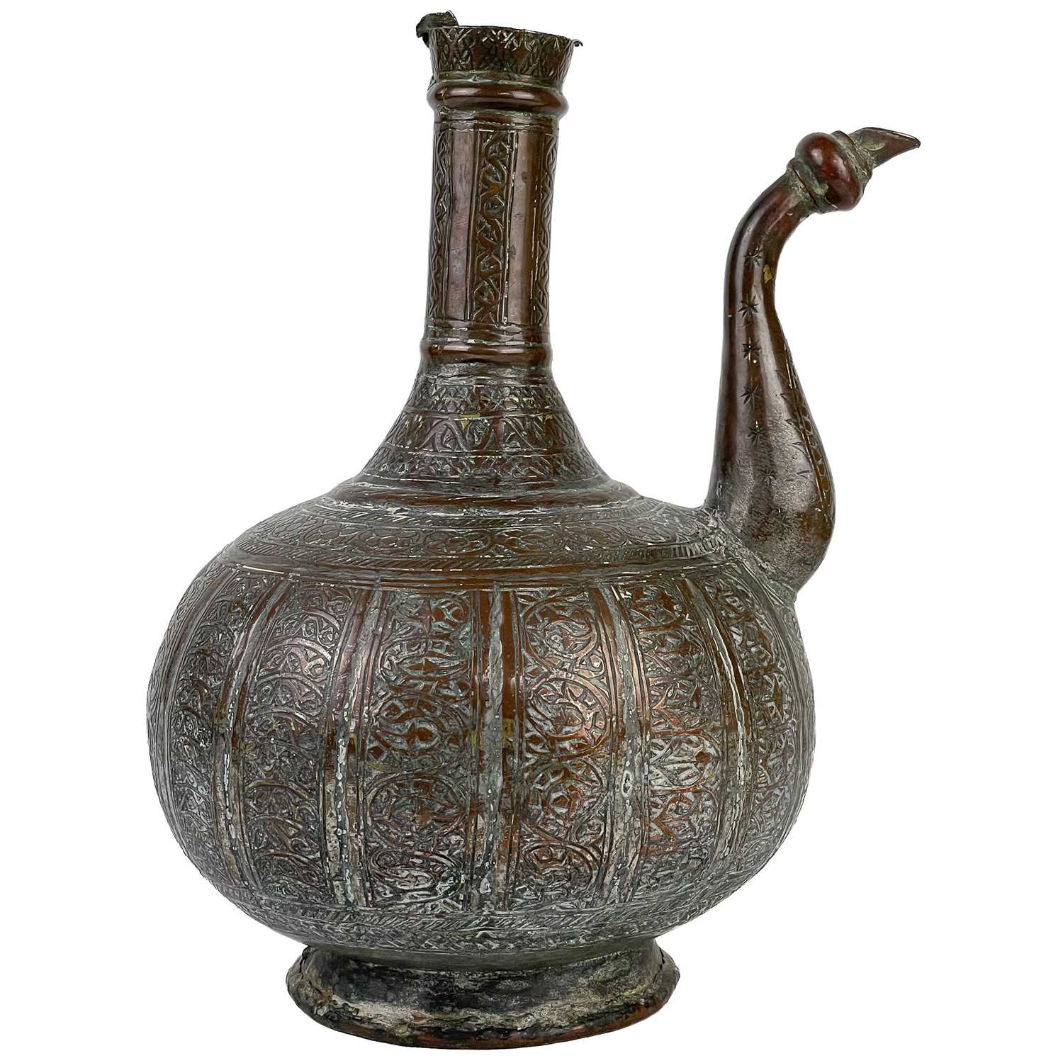Lot 209 - A Persian copper water jug, 19th century,