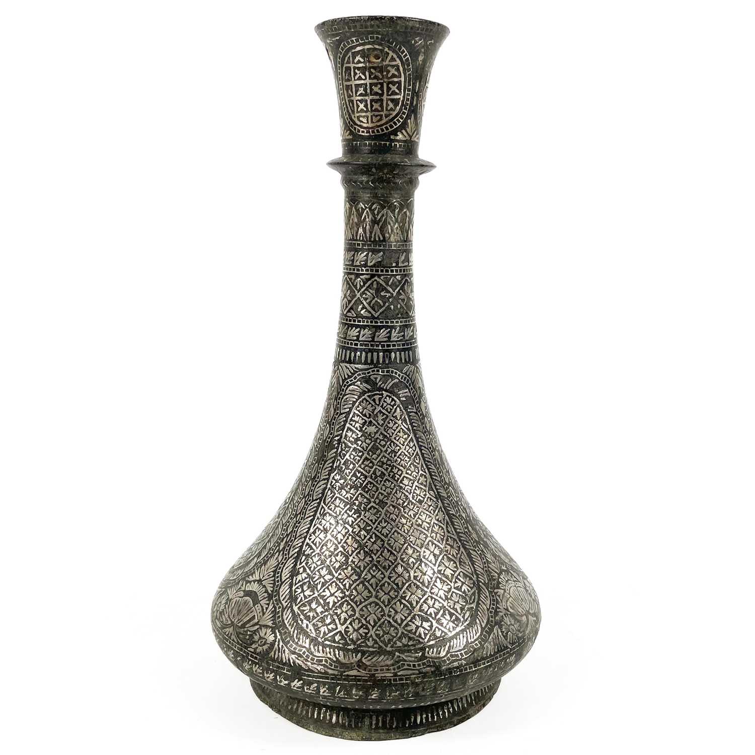 Lot 266 - An Indian bidri ware metal and inlaid silver