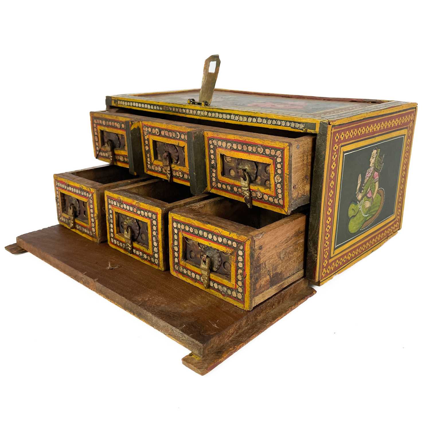 Lot 275 - An Indian painted wood box, early 20th