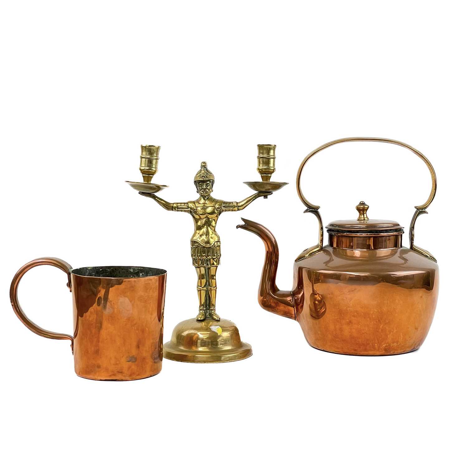Lot 147 - A Victorian copper quart grog or rum measure.