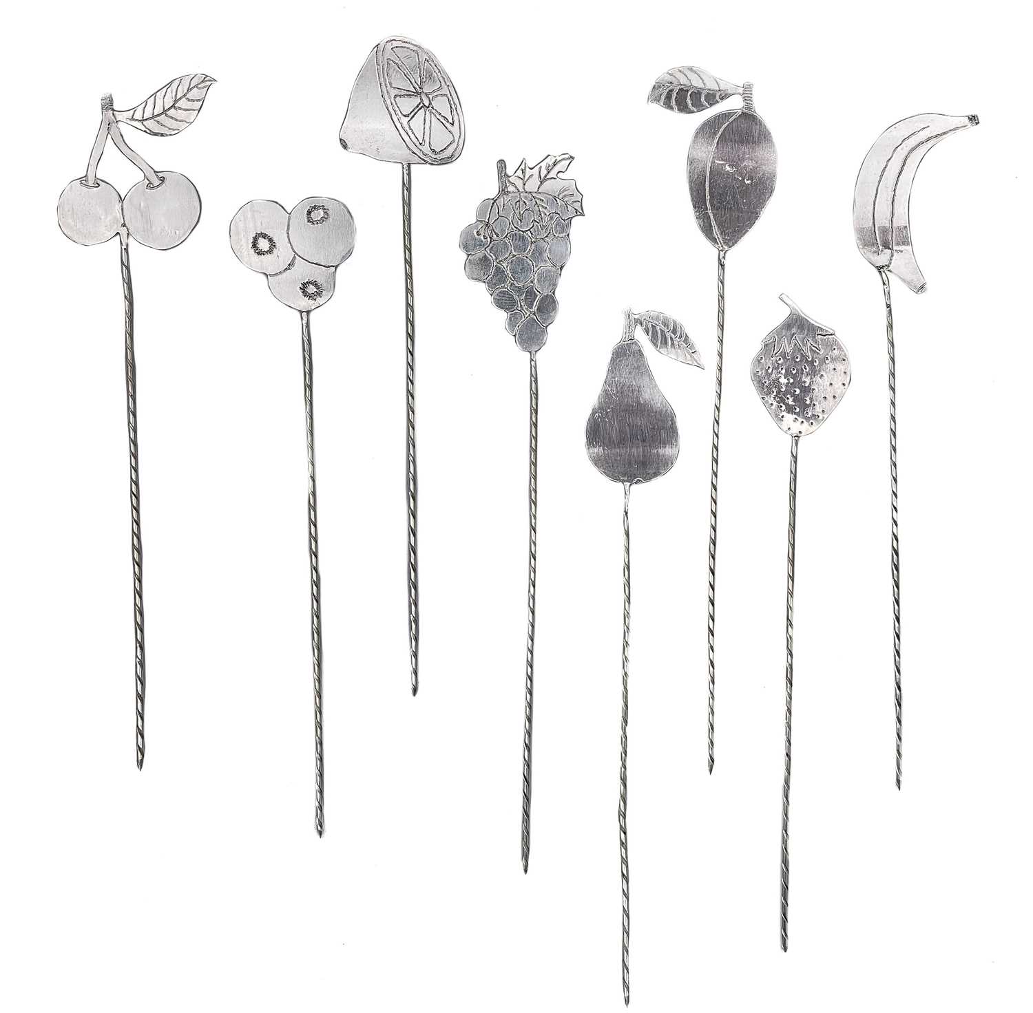 Lot 87 - A set of eight .999 fine silver 'fruit
