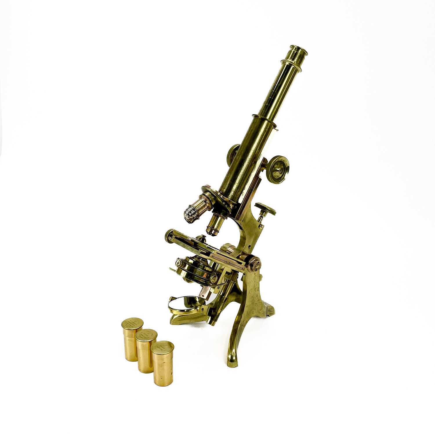 Lot 316 - An early brass compound microscope by C.