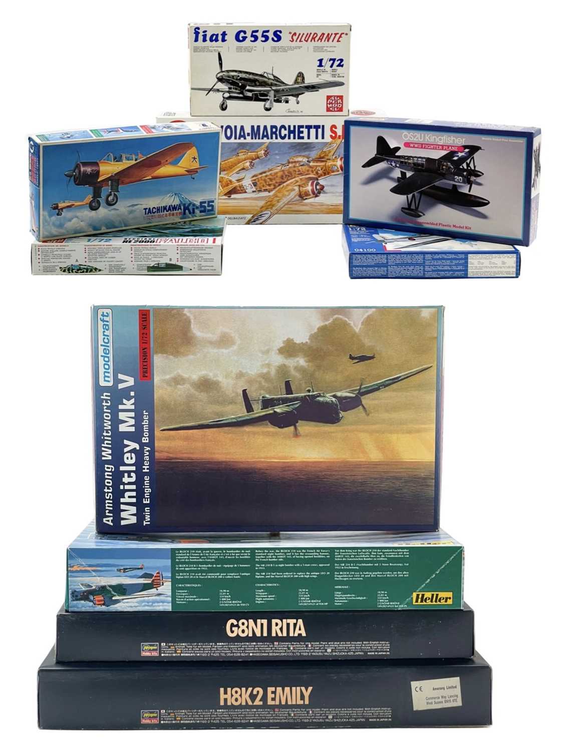 Lot 798 - Un-made model kits 1:72 x 10 by Hasegawa,