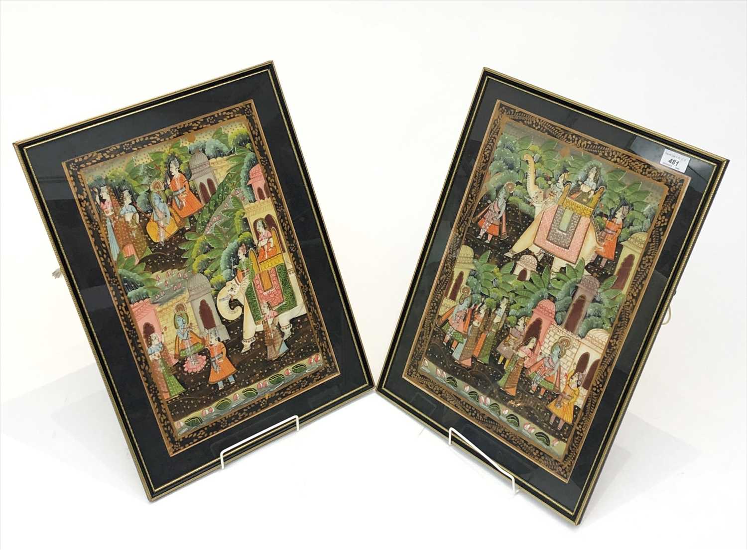 Lot 481 - A pair of Indian painted fabric panels, each
