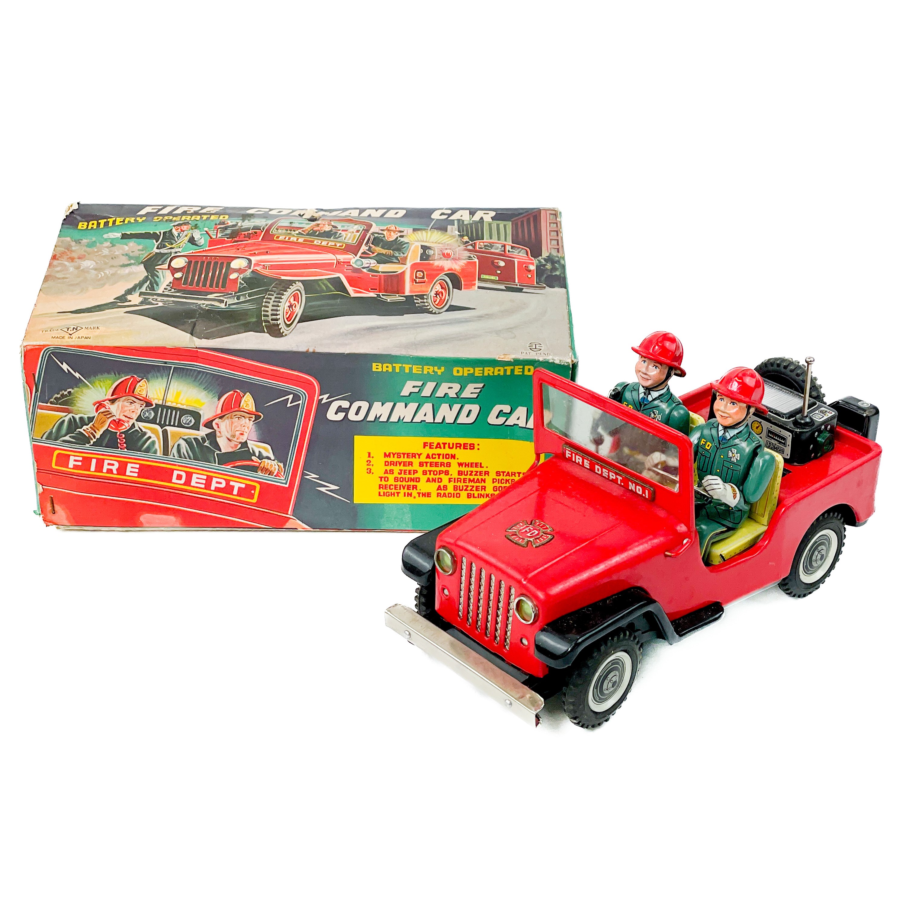 Lot 872 - Tin Plate Fire Command Car - T.N. Nomura,