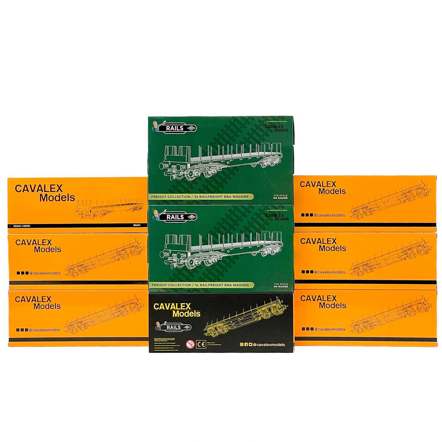 Lot 613 - Cavalex models "00" BBA01 flat wagons (x14)
