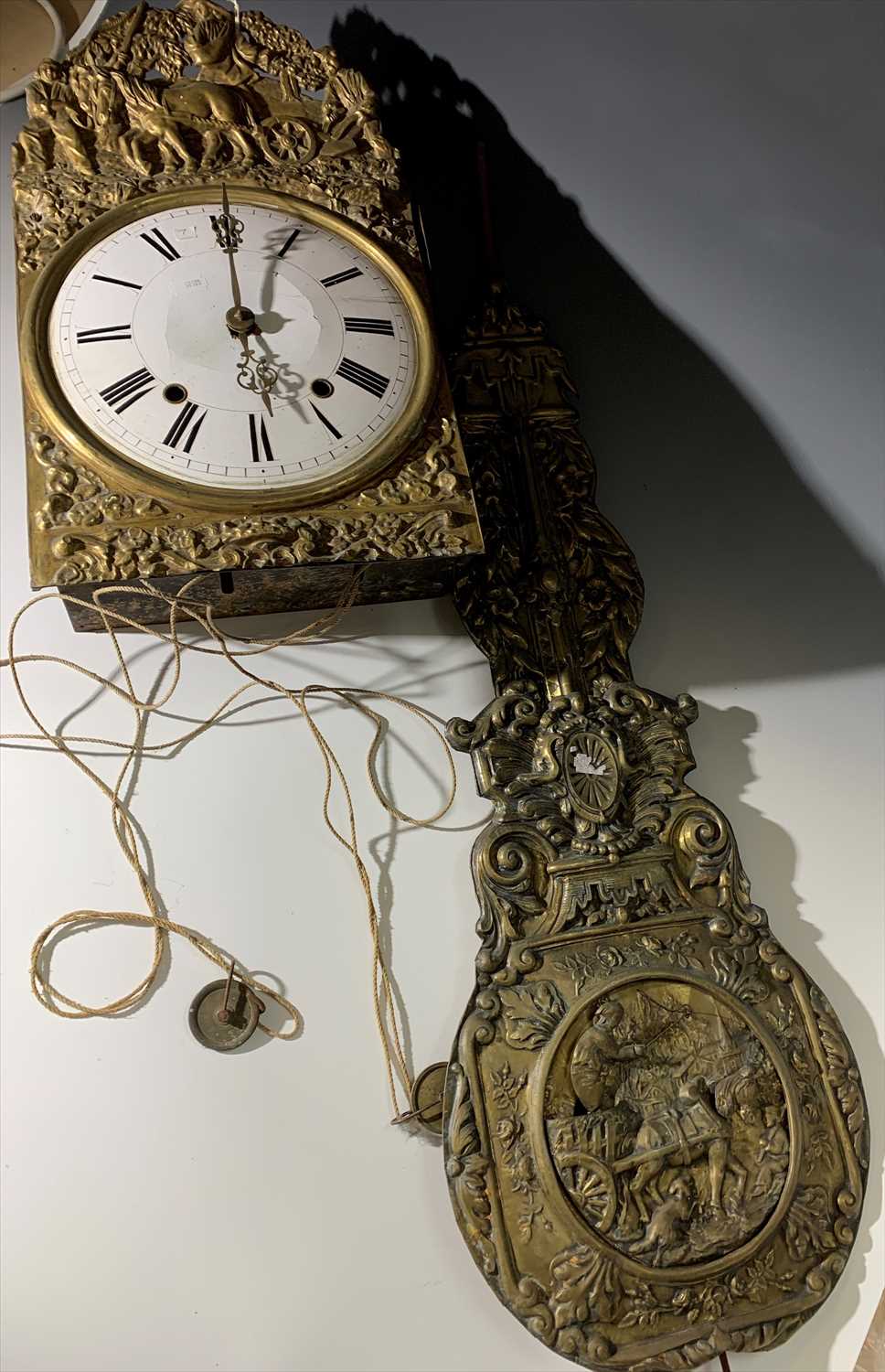 Lot 3031 - A French comptoise wall clock, 19th century,