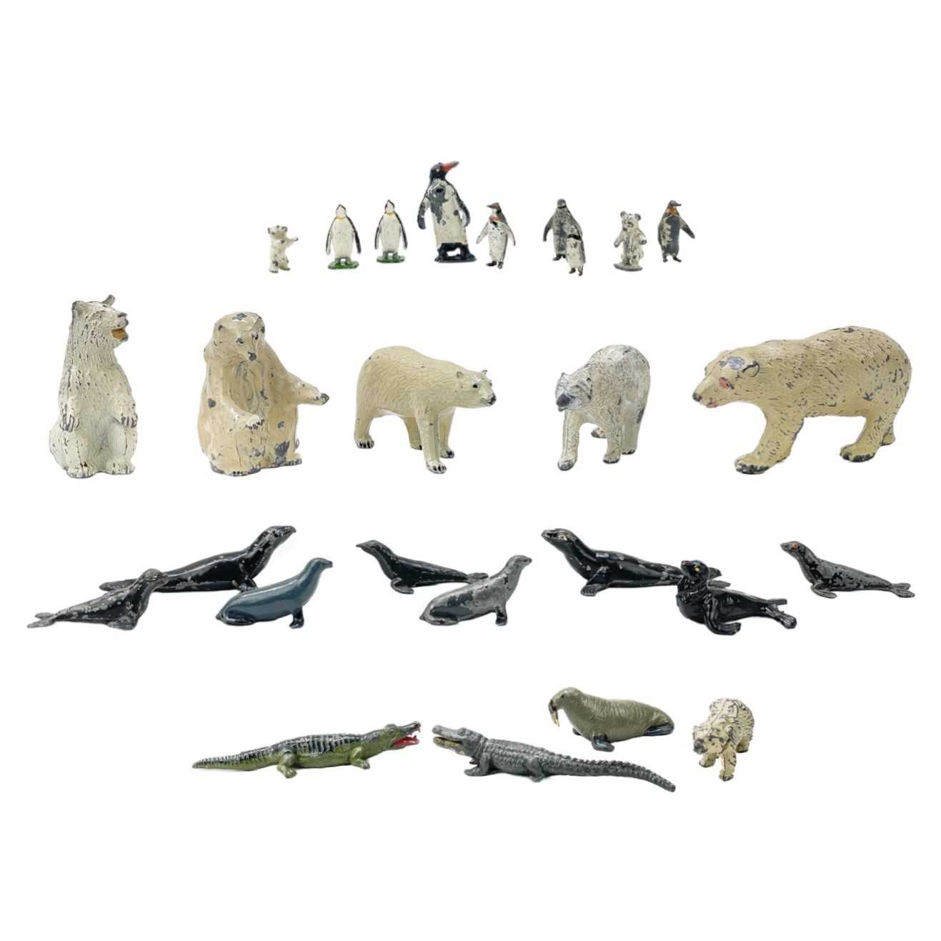 Lot 876 - Lead zoo animals - polar bears, penguins,