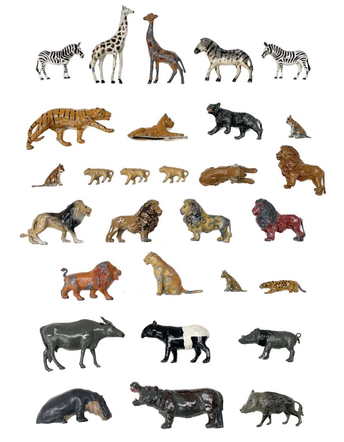 Lot 876 - Lead zoo animals - zebras, giraffes, hippos,