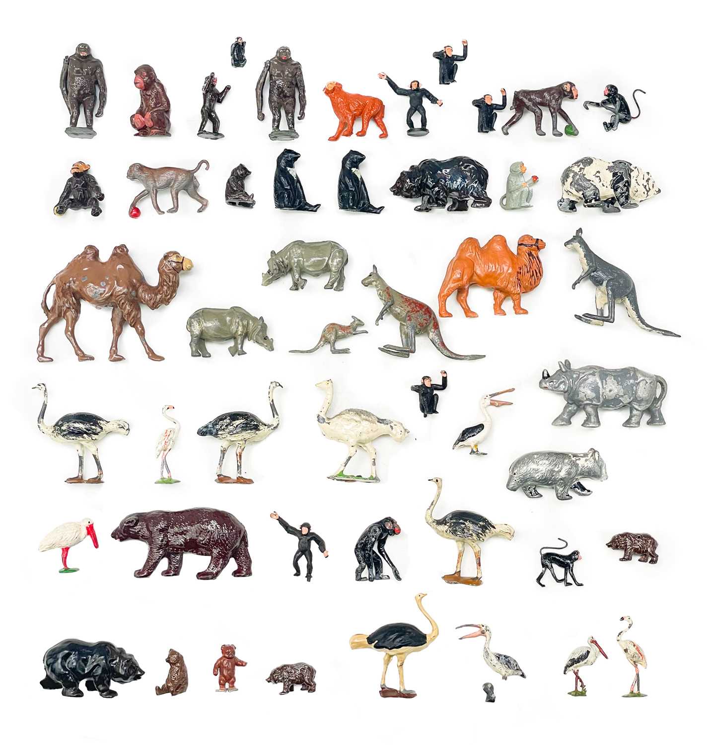 Lot 876 - Lead zoo animals - bears, monkeys, rhinos,