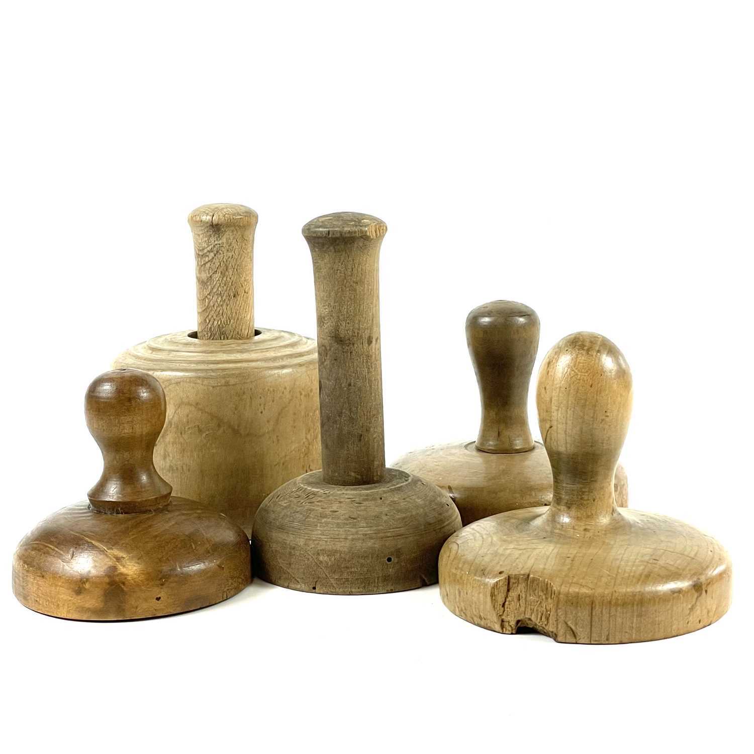 Lot 47 - Five treen butter stamps.