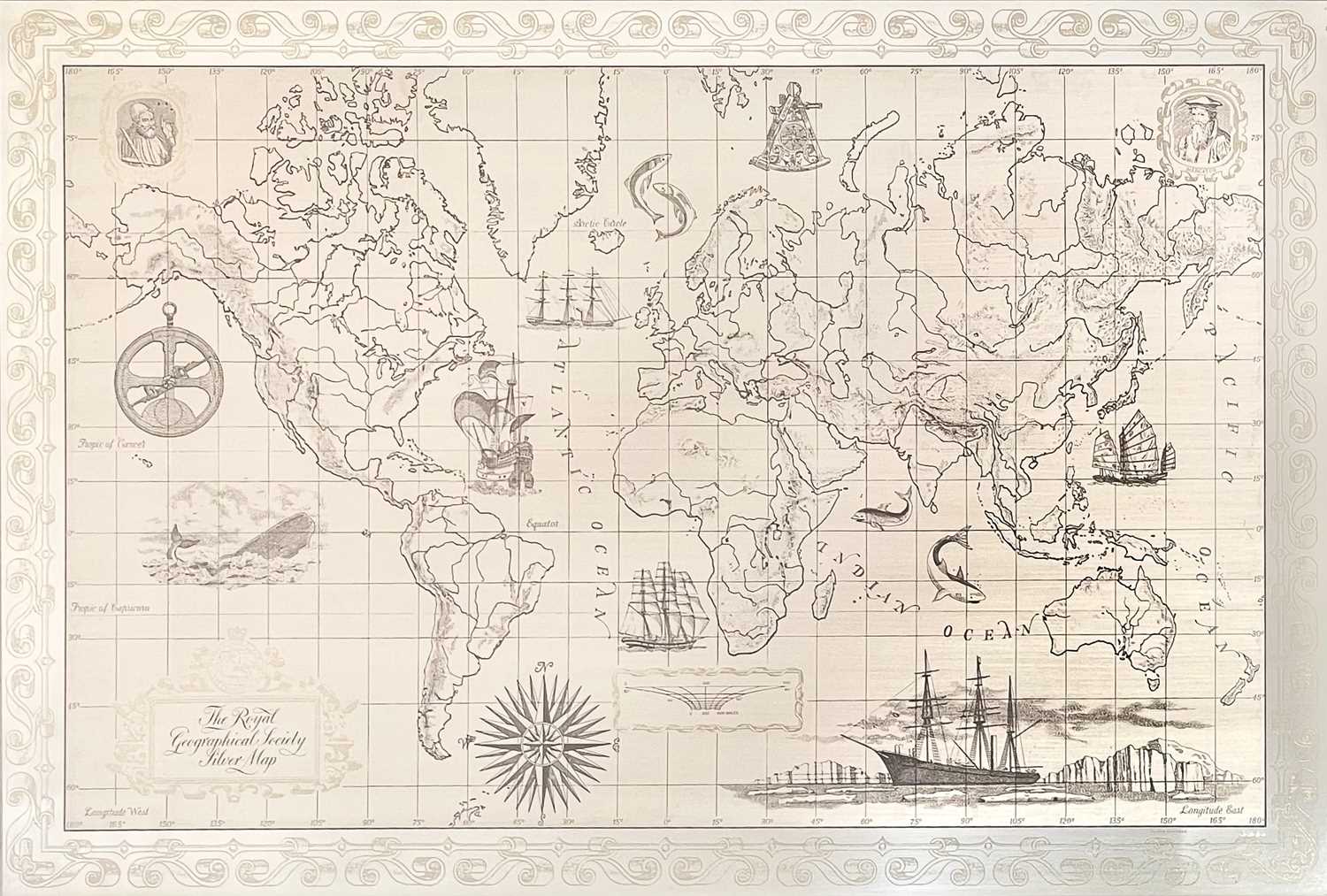 Lot 207 - A modern hallmarked silver etched map of the