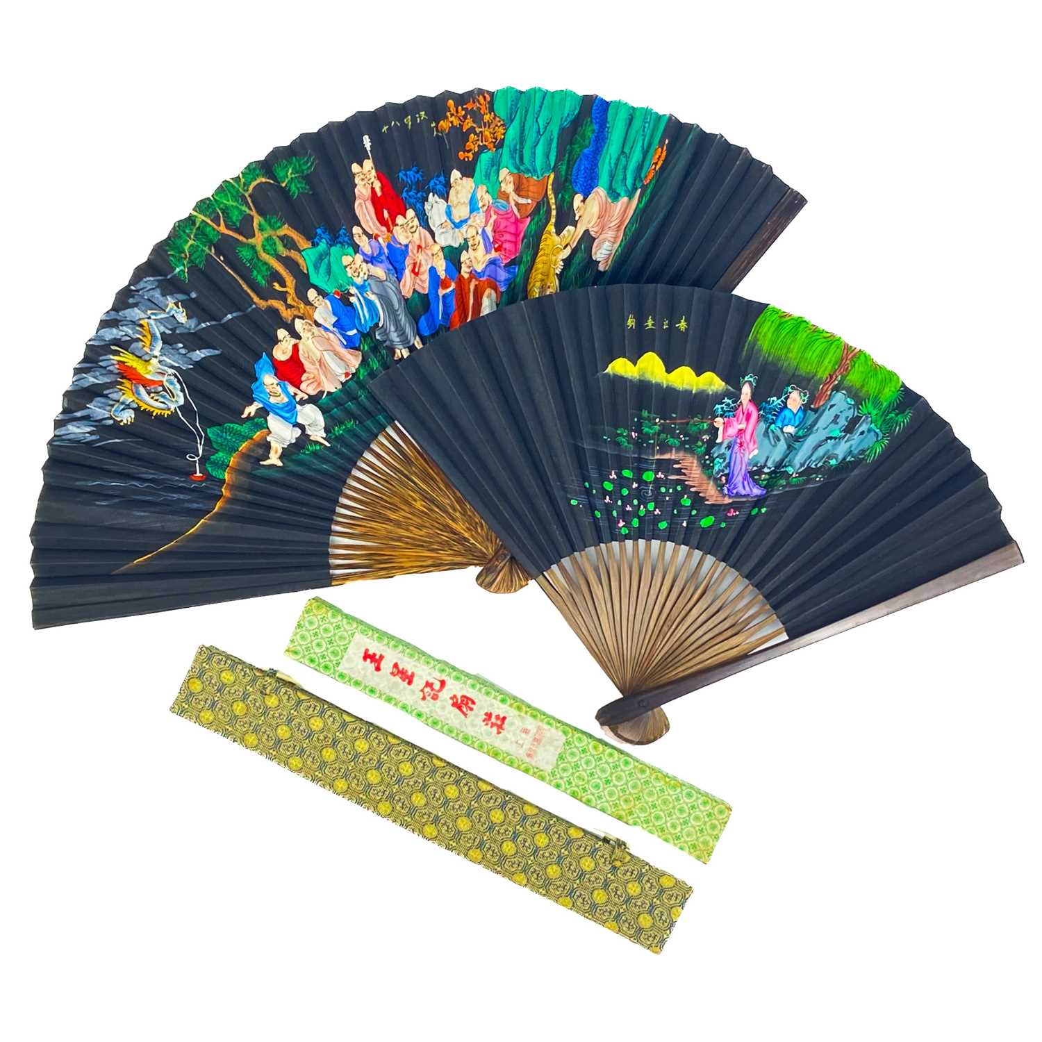 Lot 1422 - Two Chinese painted paper fans, 20th