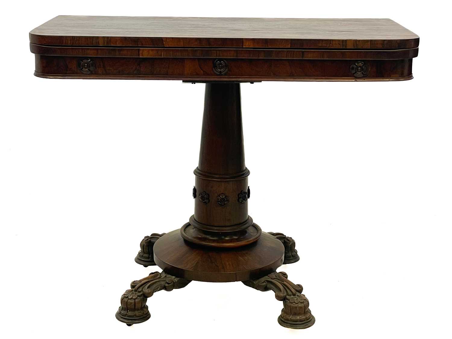 Lot 730 - A George IV rosewood fold-top card table.