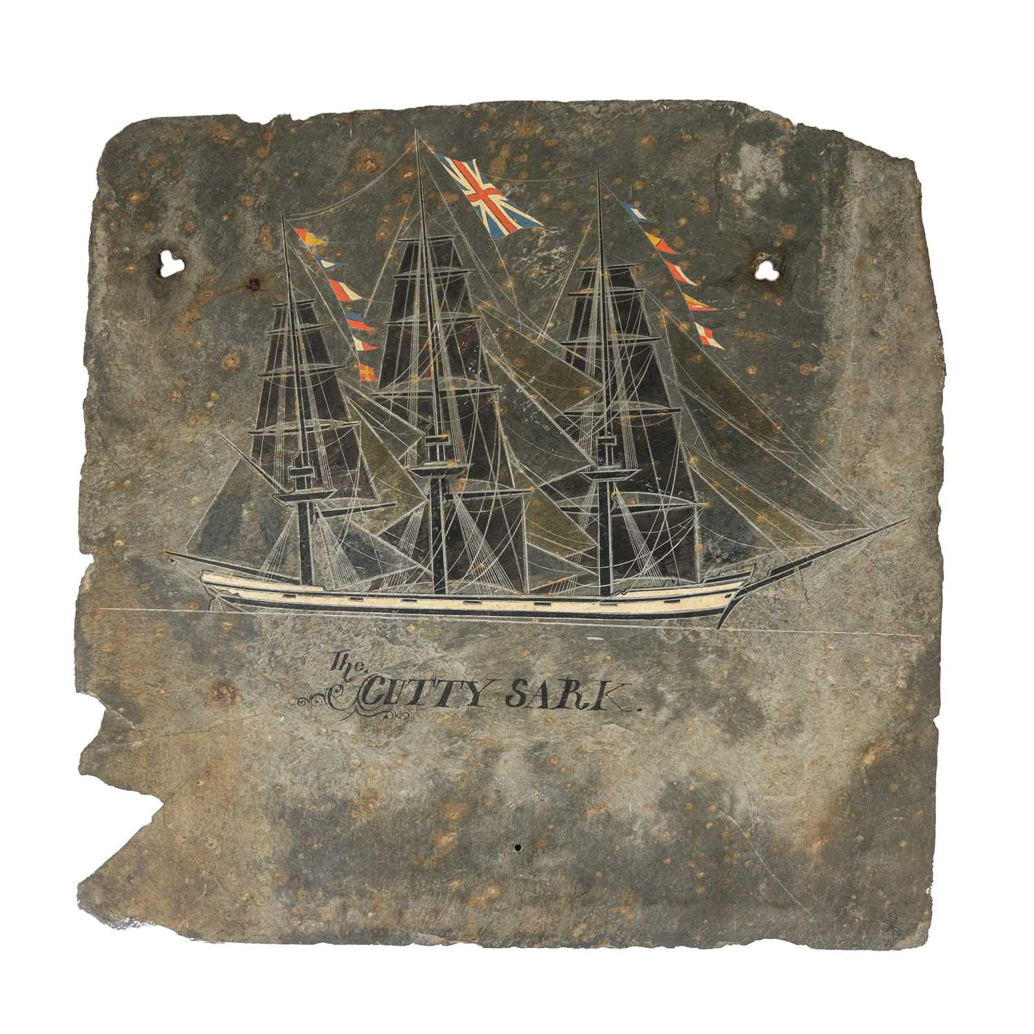 Lot 379 - A finely detailed slate painting of the