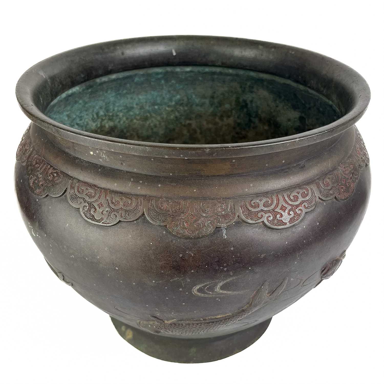 Lot 1174 - A large Japanese bronze jardiniere, Meiji