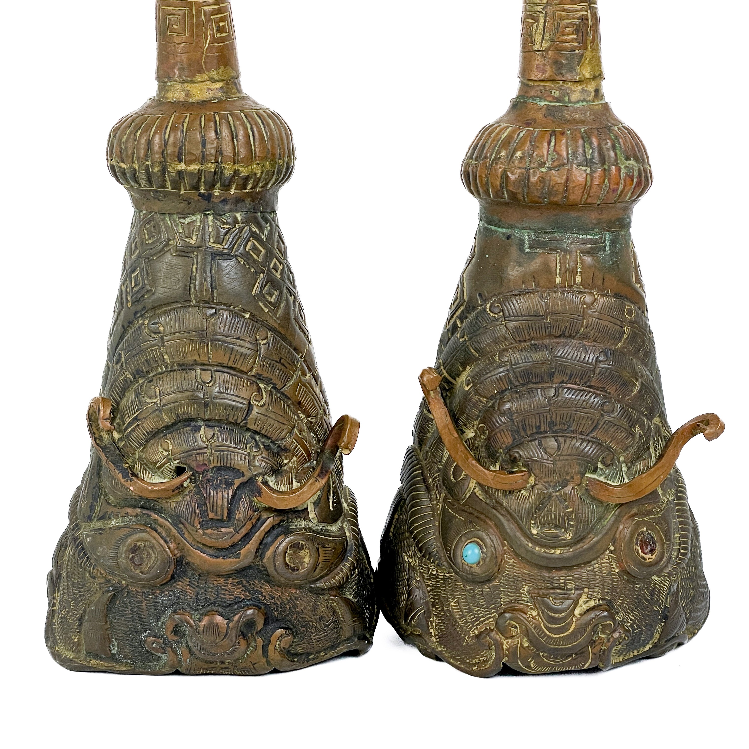 Lot 1226 - A pair of Tibetan ceremonial trumpets,