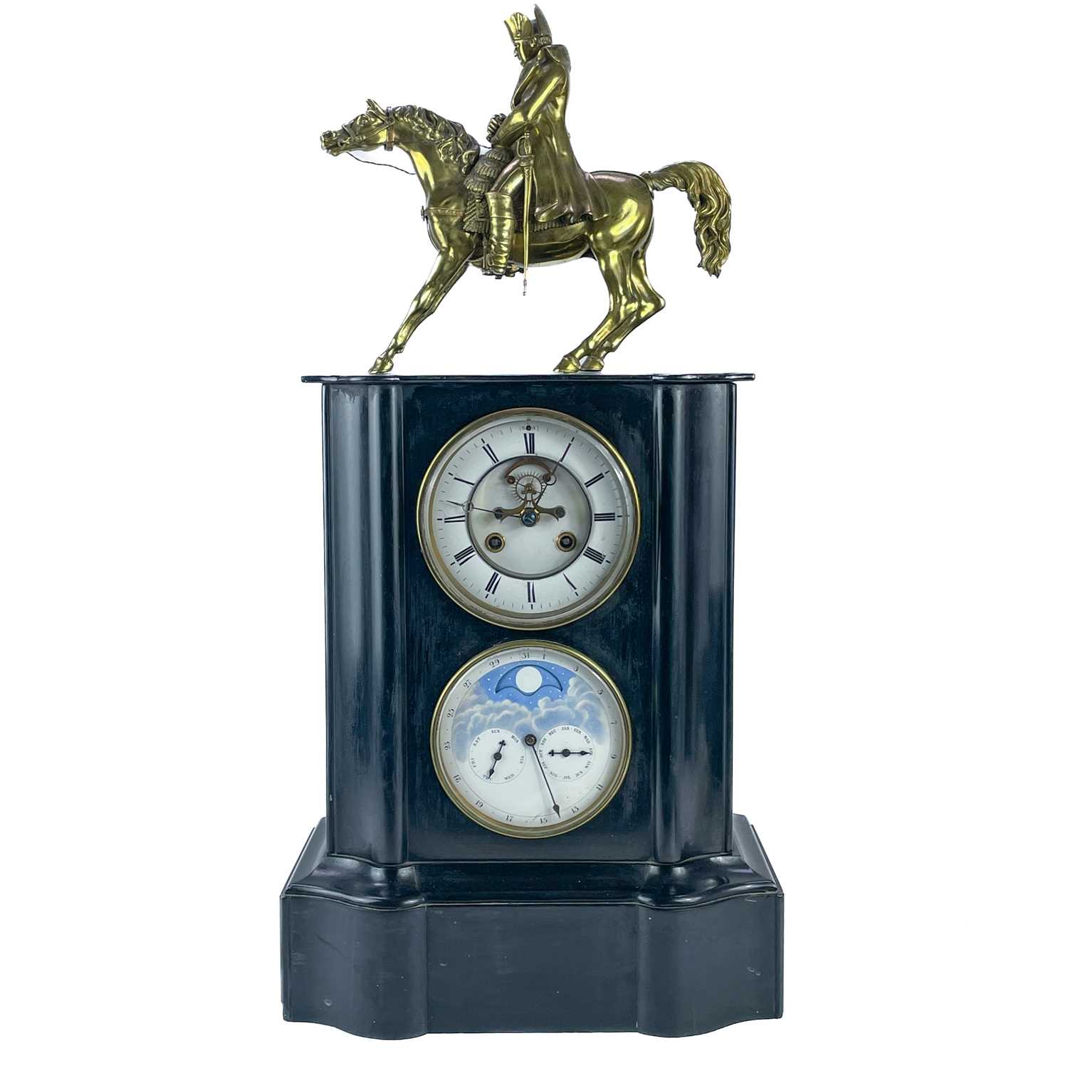 Lot 334 - A French black slate perpetual calendar