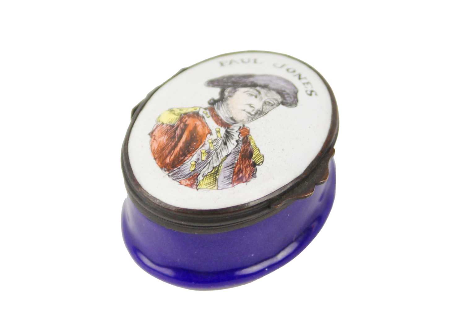 Lot 206 - An enamel patch box probably Samson, late