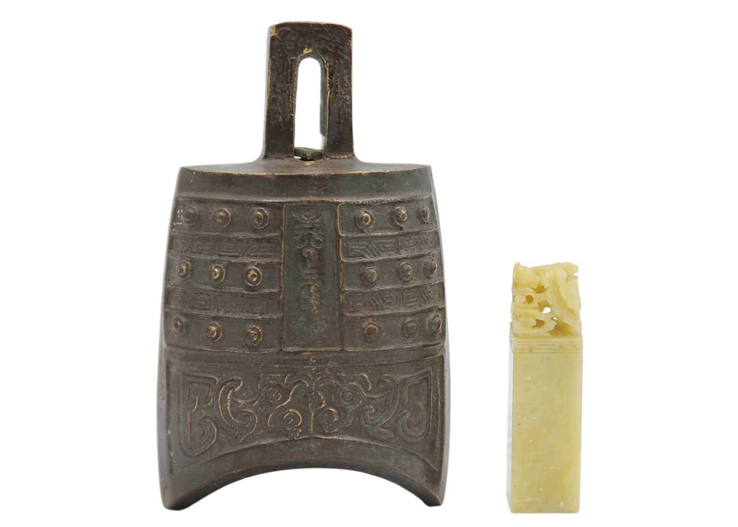 Lot 224 - A Chinese archaic style bronze bell.