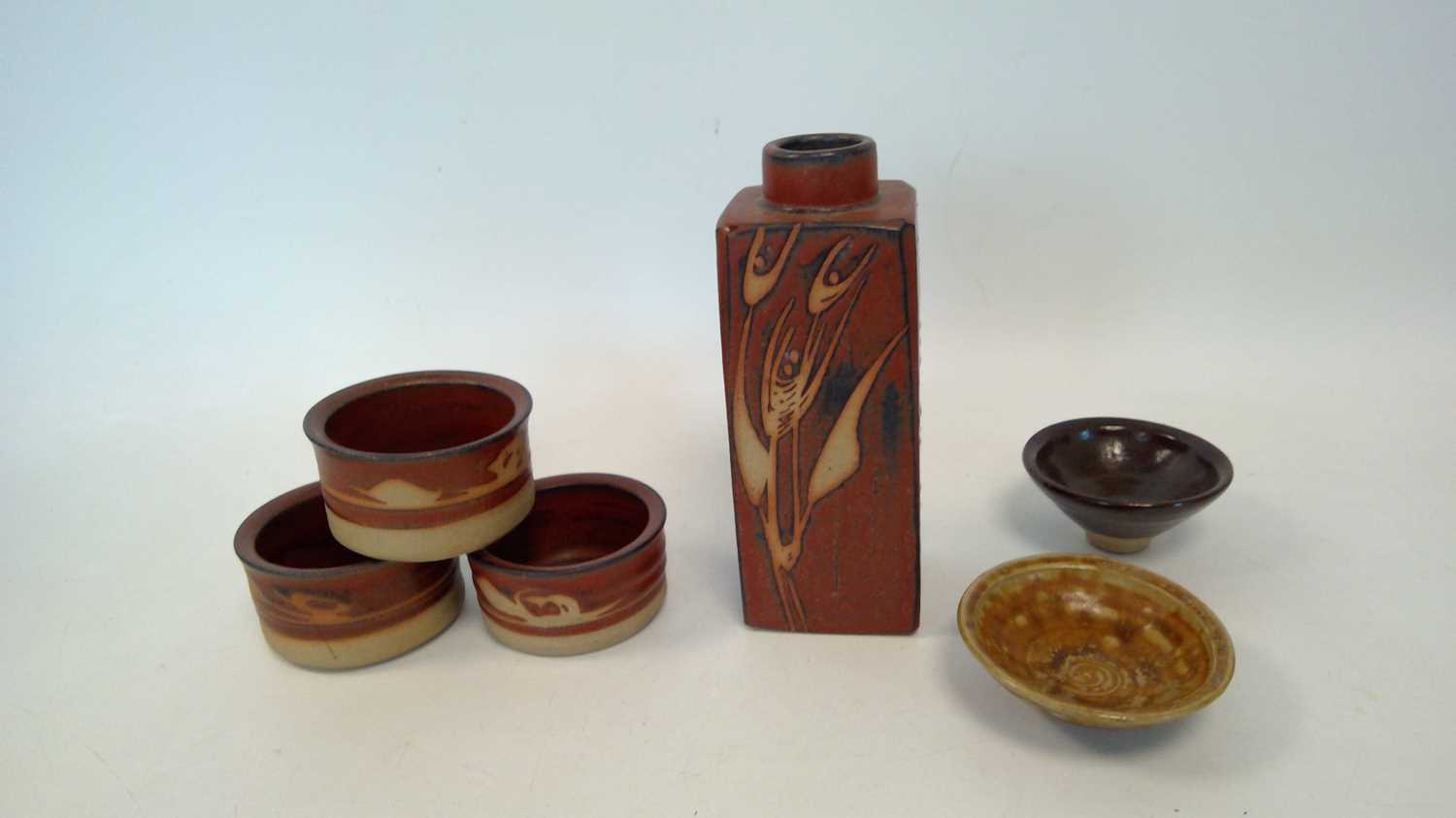 Lot 60 - Four pieces of Lacock pottery, the vase is