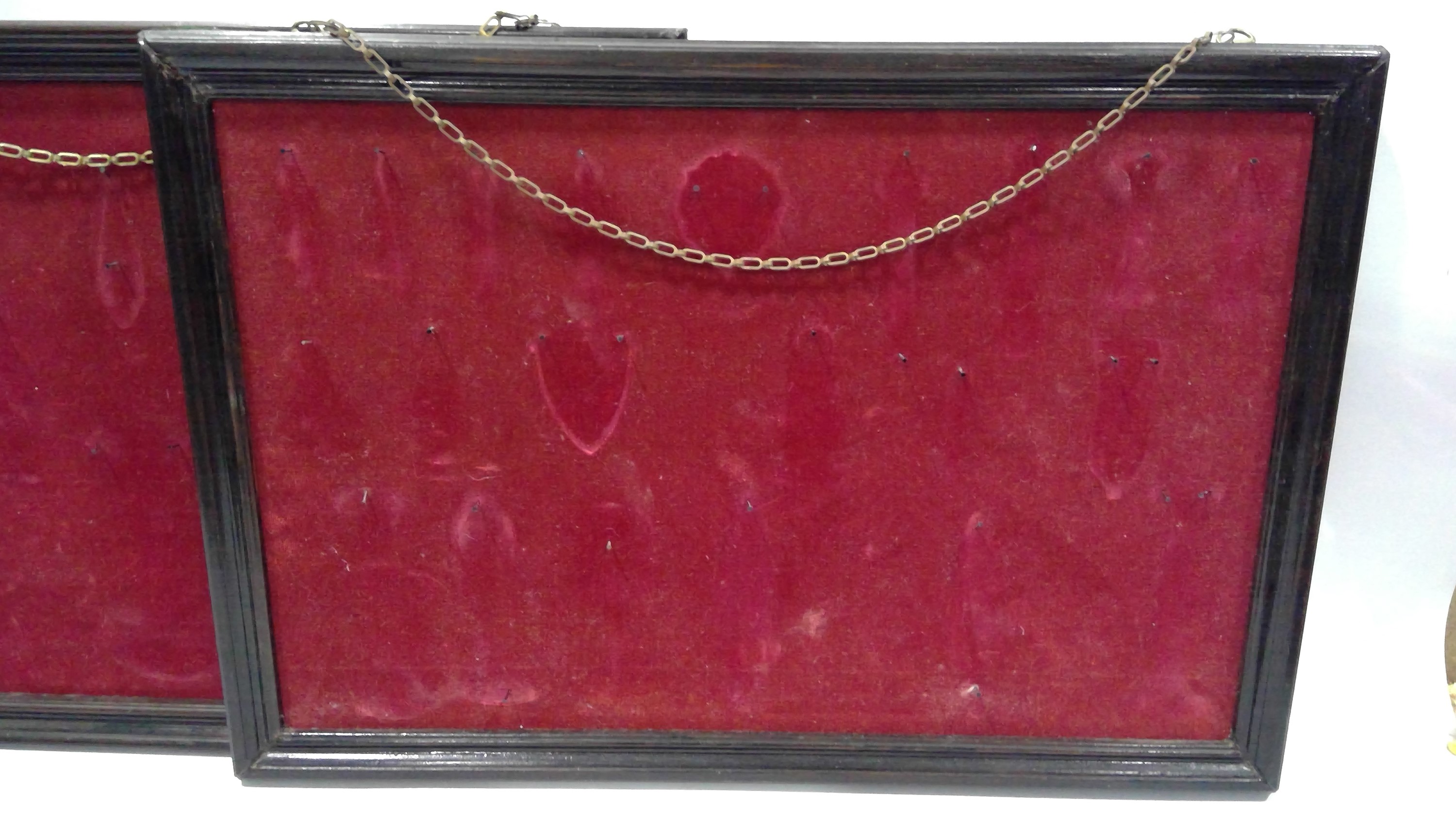 Lot 152 - Two pin display boards, red velvet backing