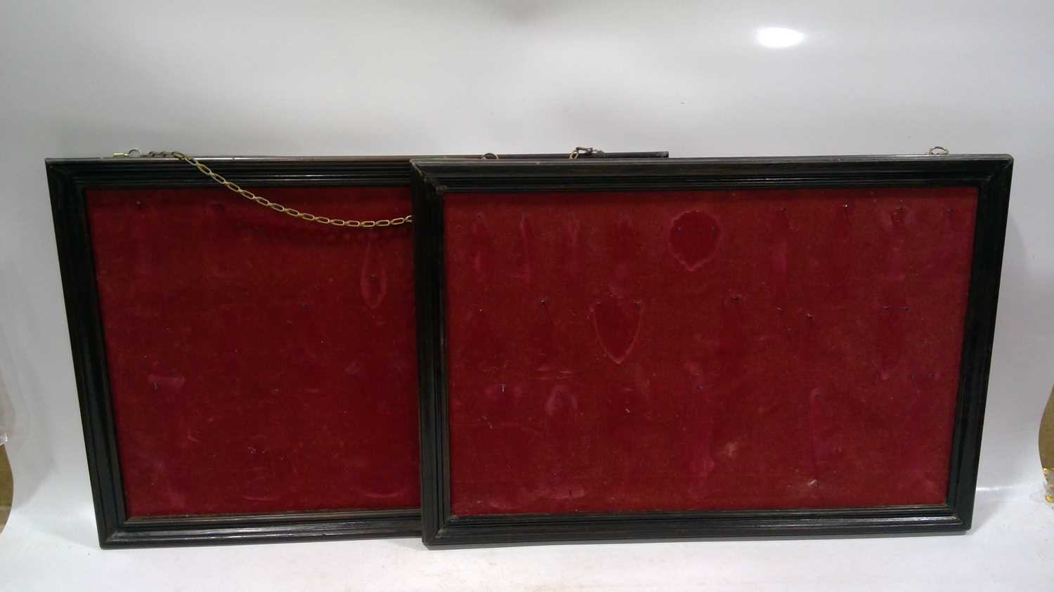 Lot 152 - Two pin display boards, red velvet backing