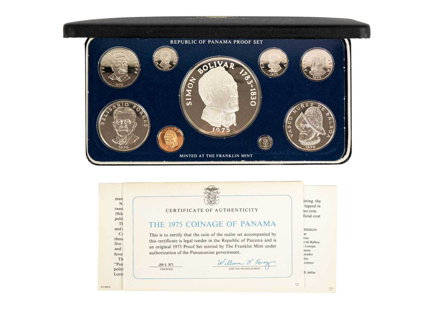 Lot 33 - Silver Proof Panama Cased 1975 coin set