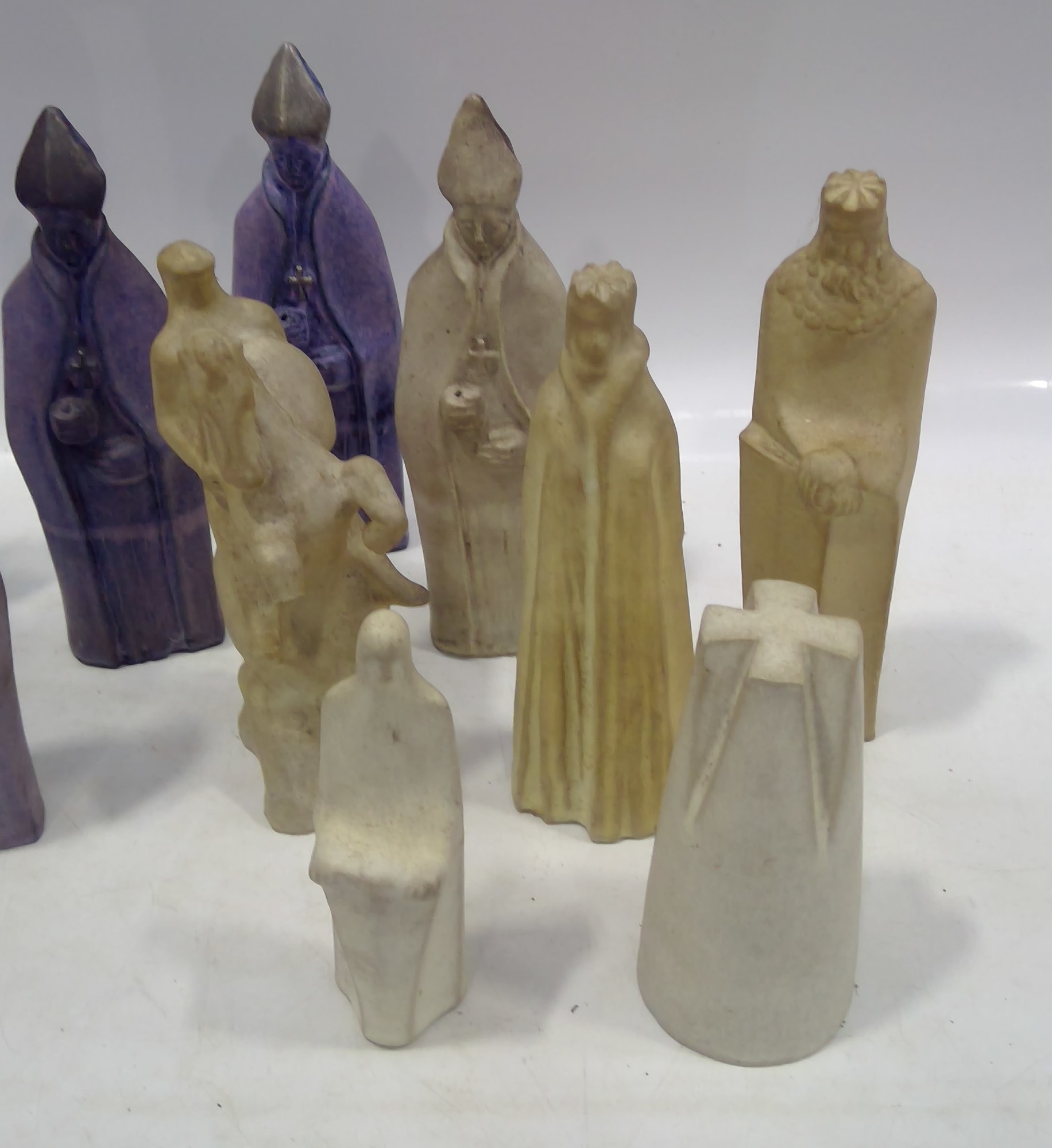 Lot 108 - A part ceramic Chess set probably based on a