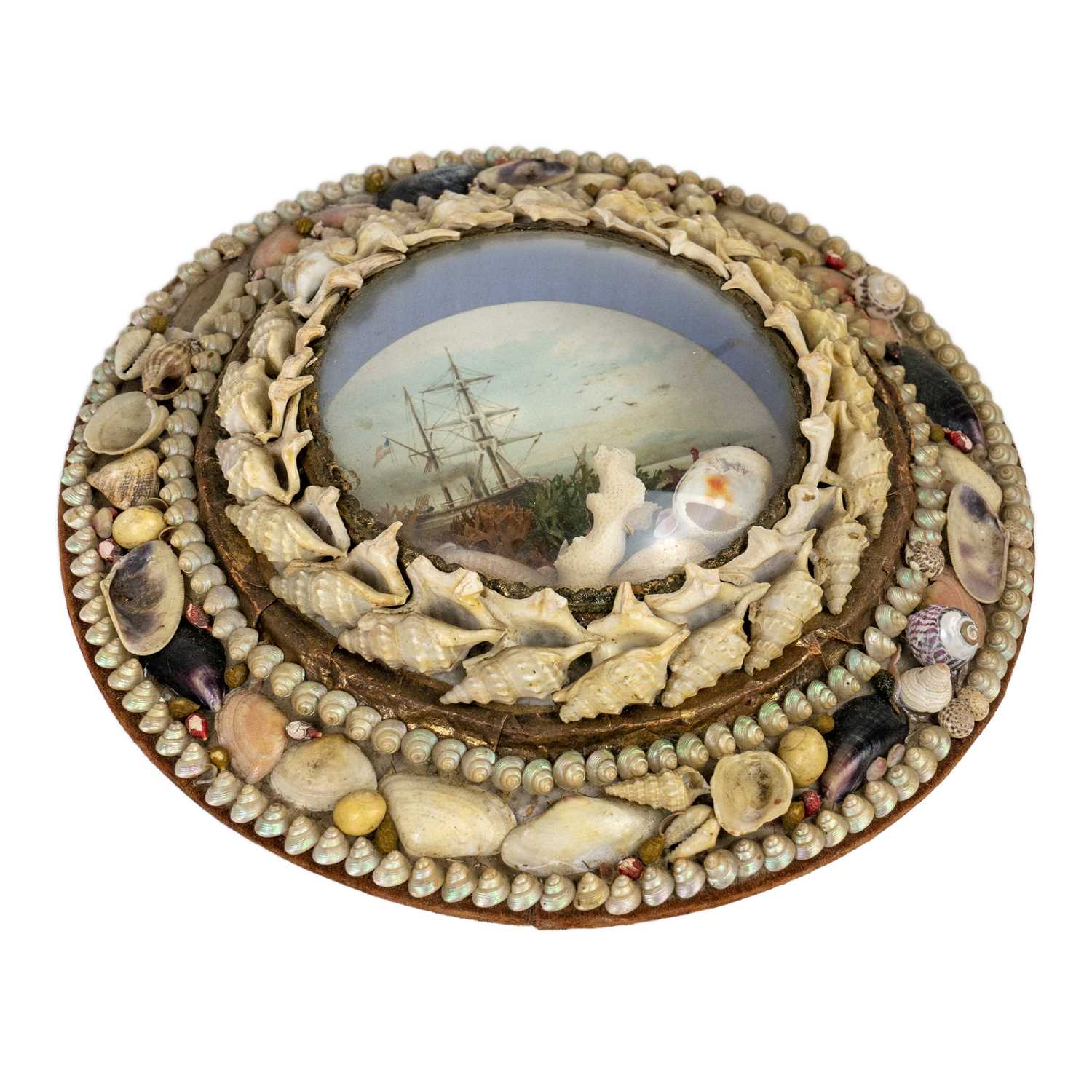 Lot 67 - A late Victorian shellwork circular maritime