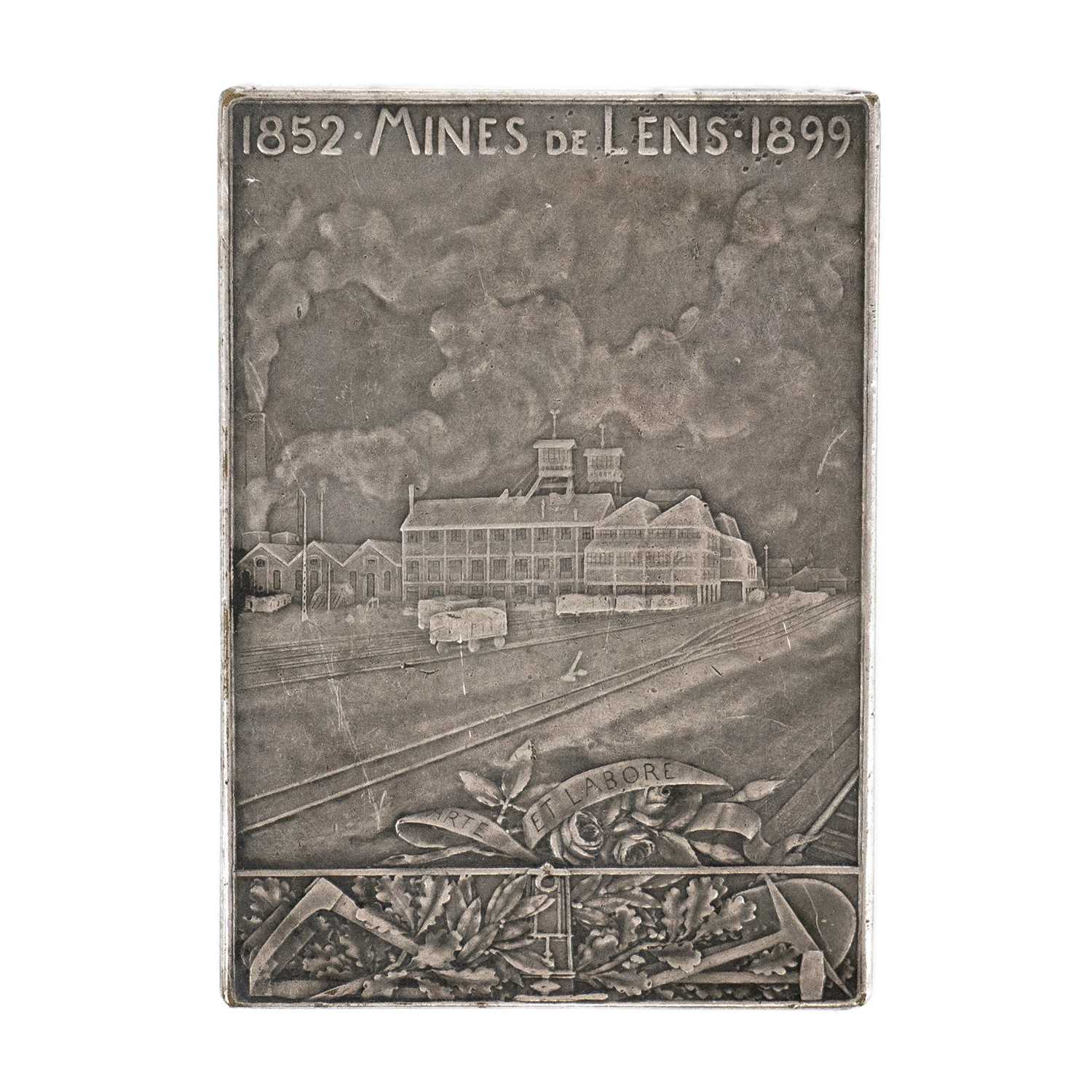 Lot 273 - A French silvered bronze plaquette of mining