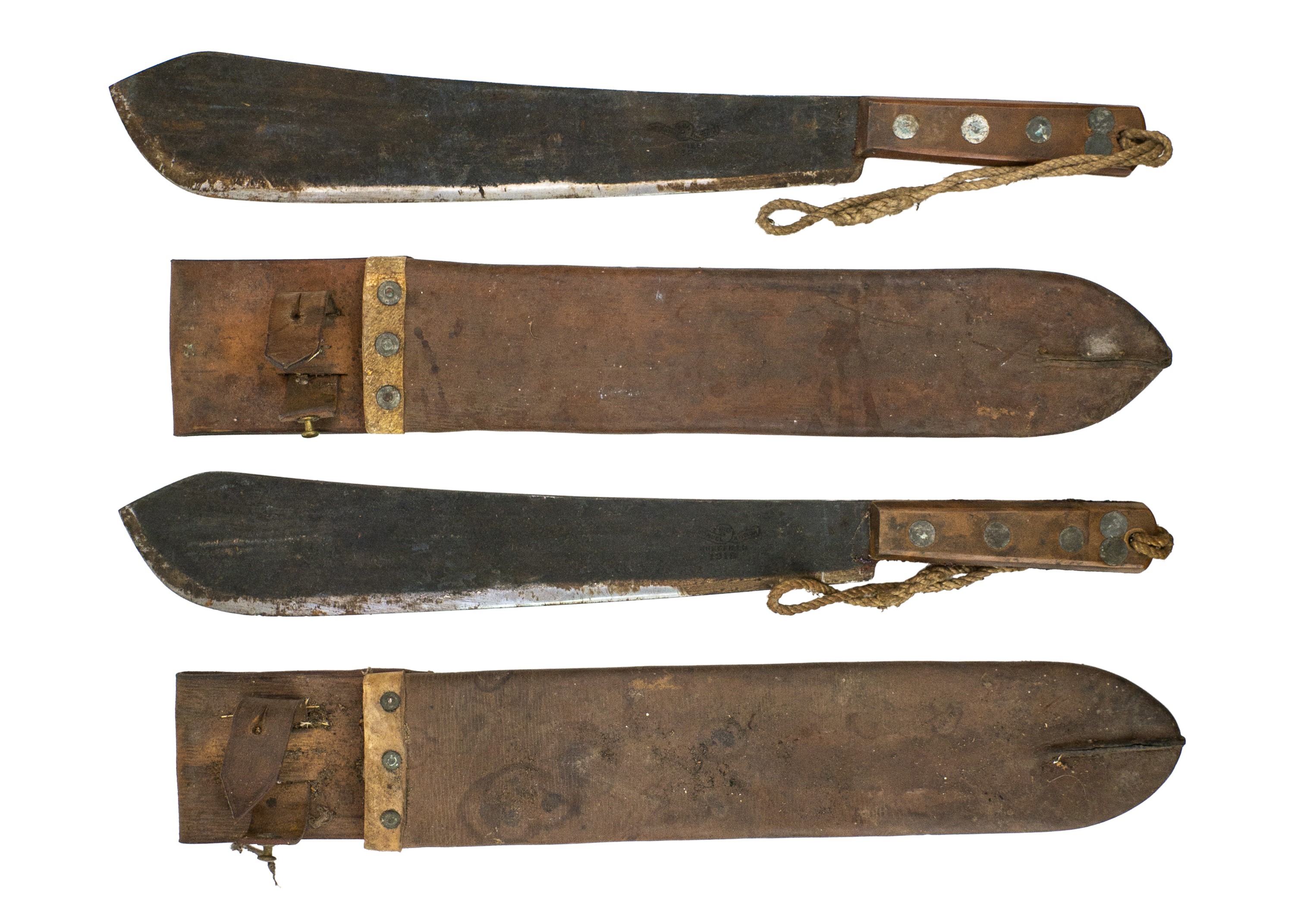 Lot 289 - Two British Army issued WWI machetes by