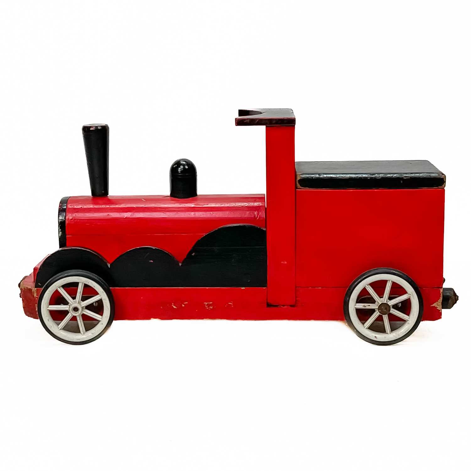 Lot 201 - A scratch built painted wood toy train.