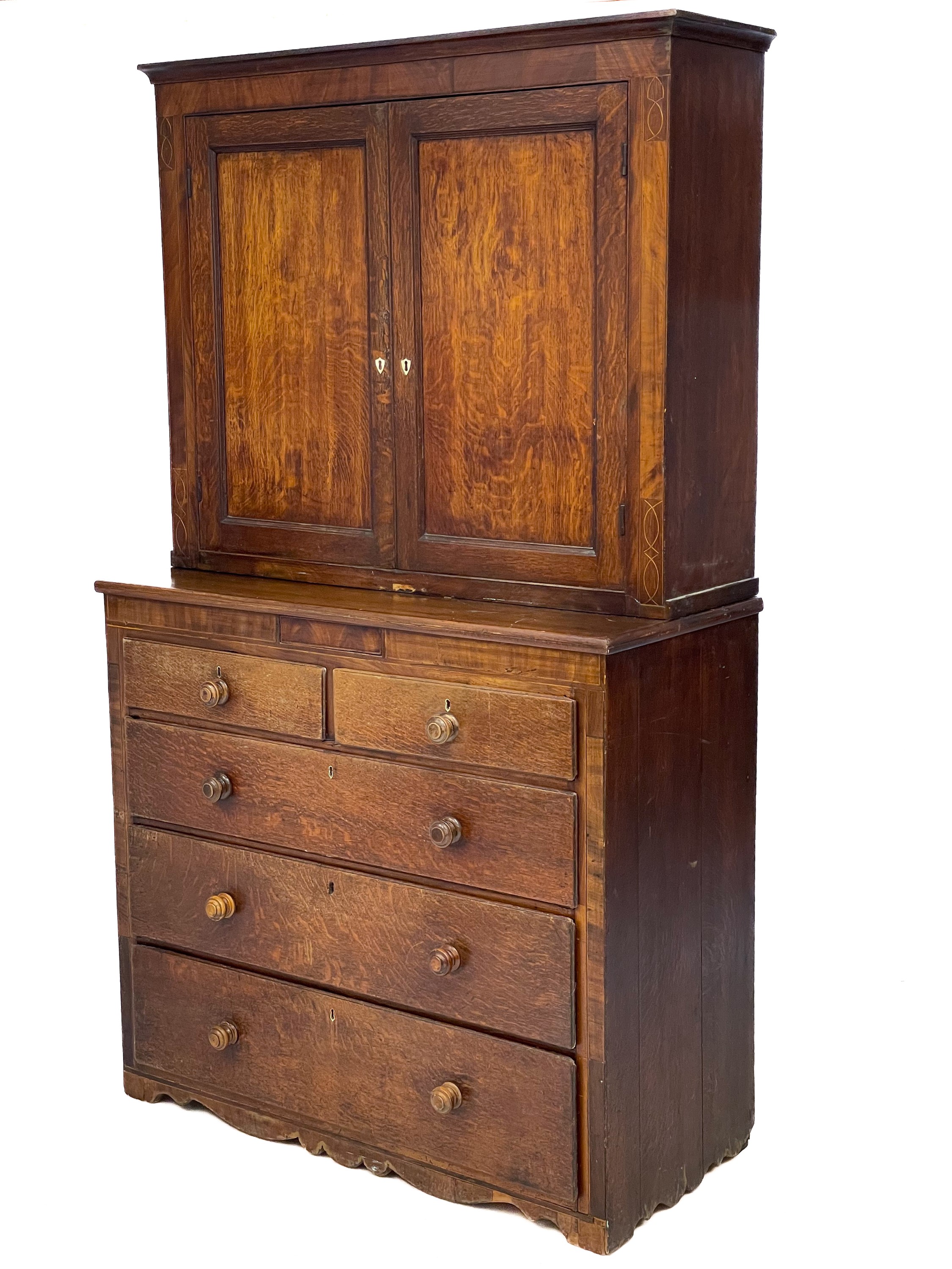 Lot 56 - A 19th century oak estate cabinet.