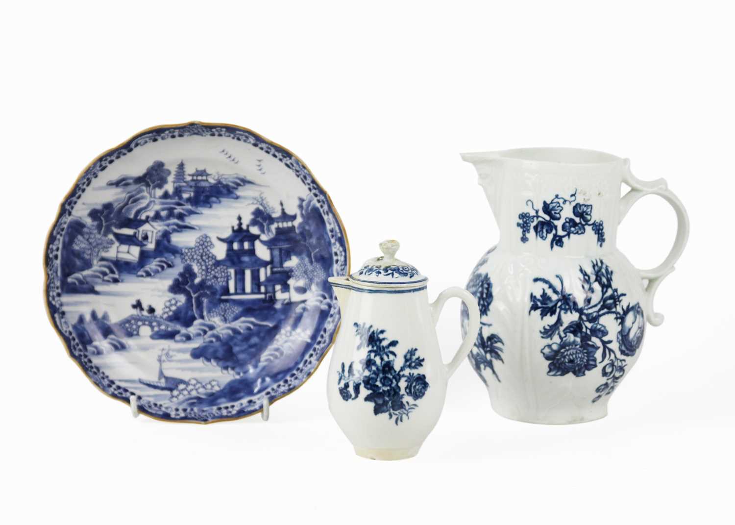 Lot 501 - An 18th century Caughley porcelain blue and