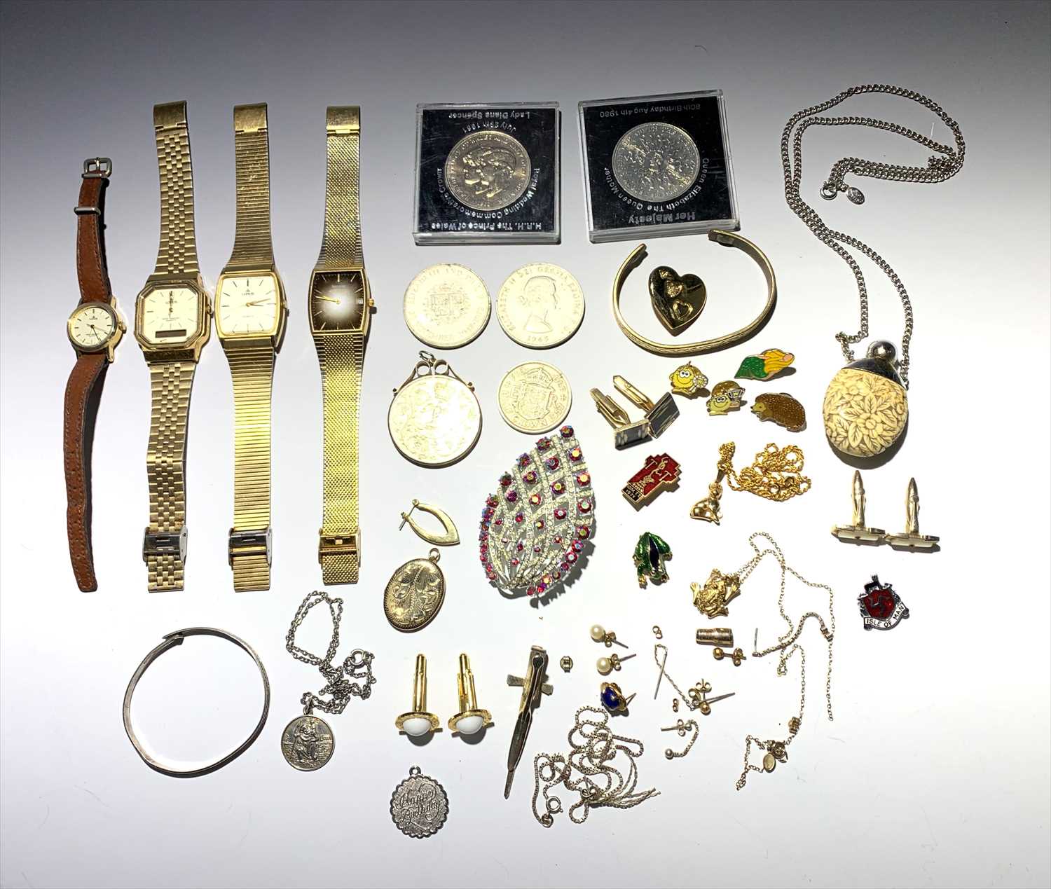 Lot 2474 - Watches coins etc.