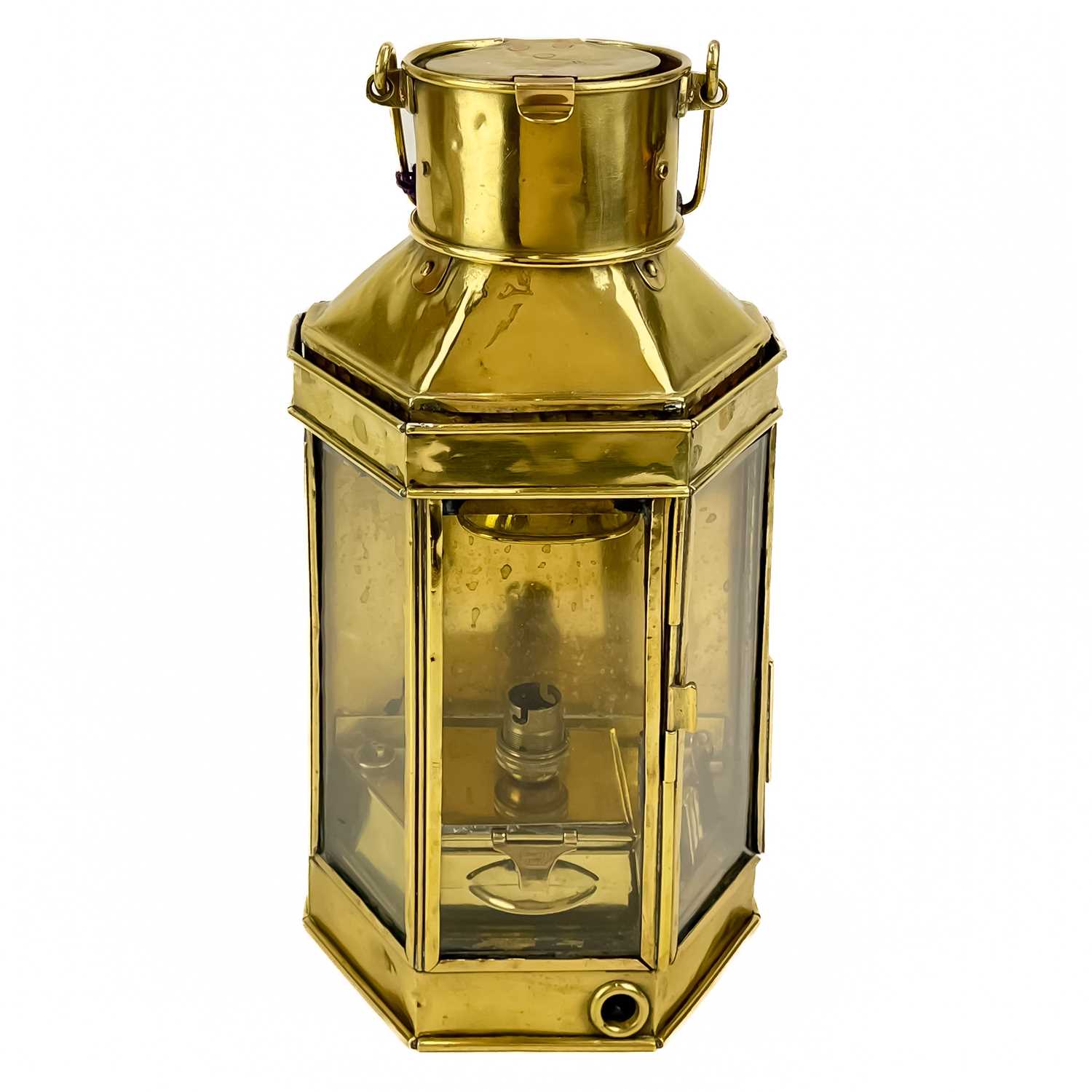 Lot 258 - A ship's brass bulkhead lamp stamped Bulpitt