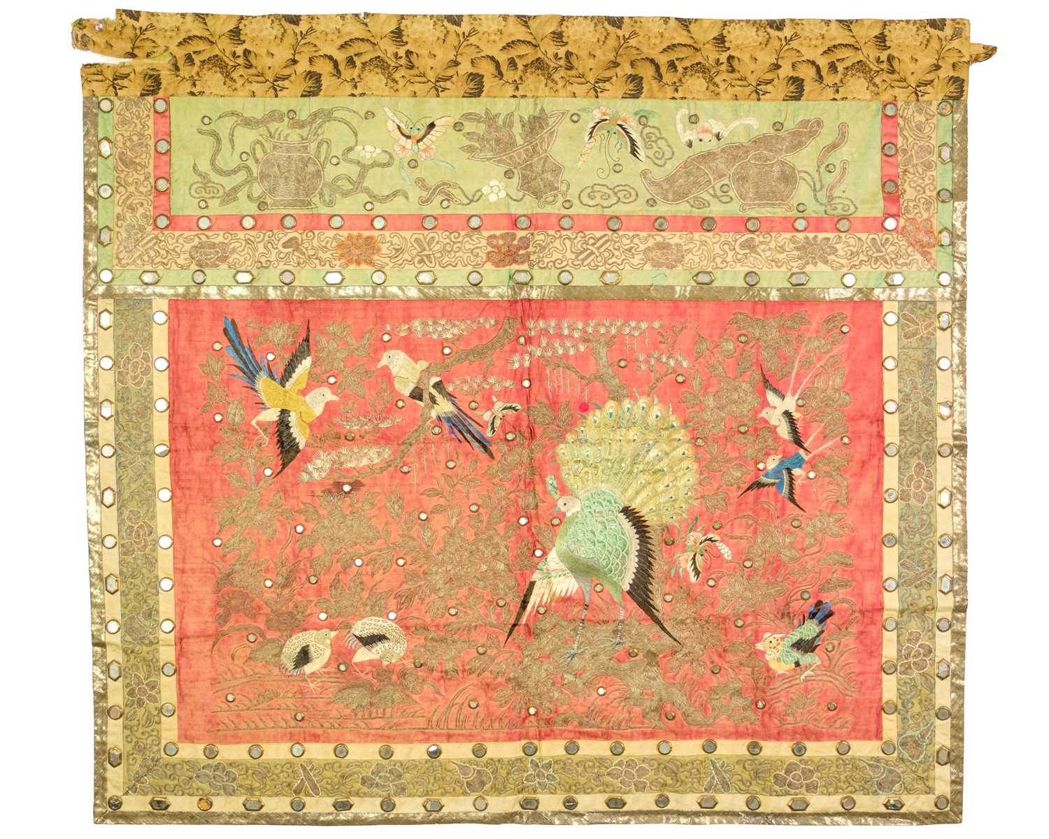 Lot 264 - A Chinese silk and metal thread embroidered